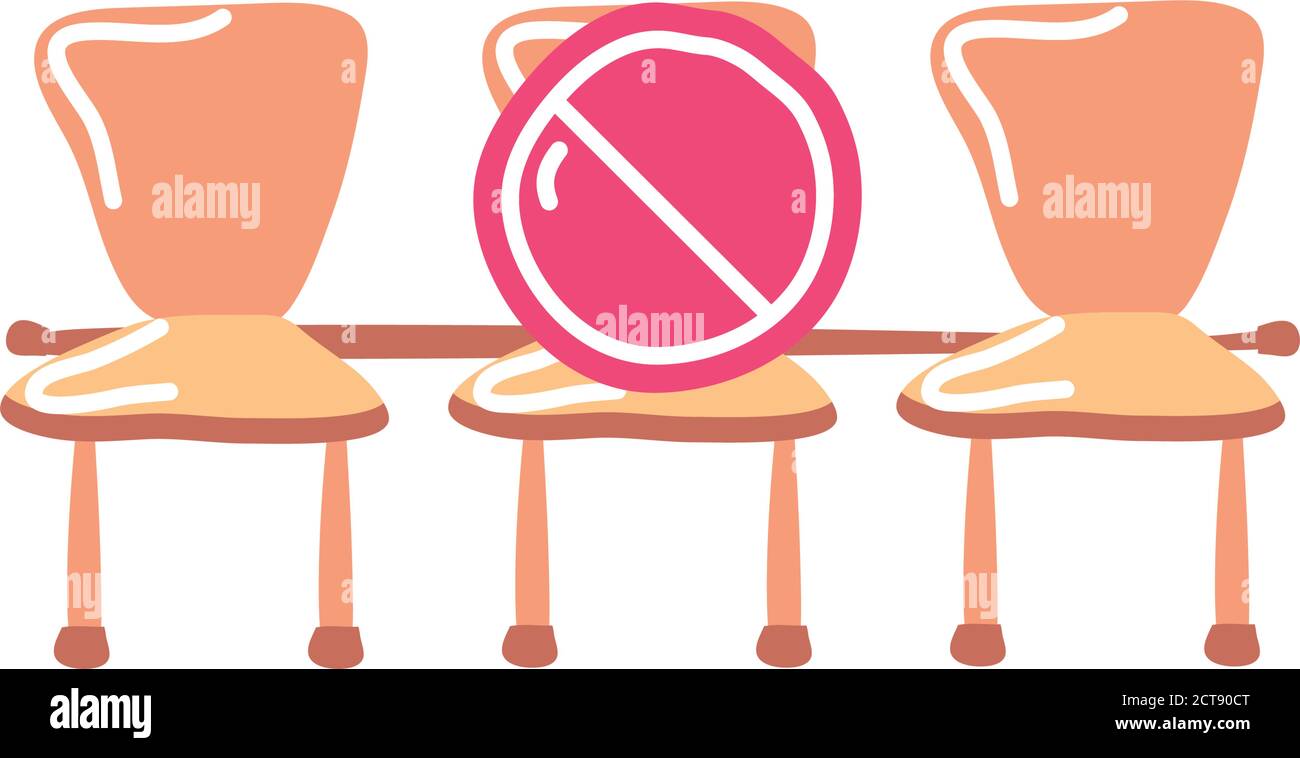 safe distance between airport chairs detailed style icon design of ...