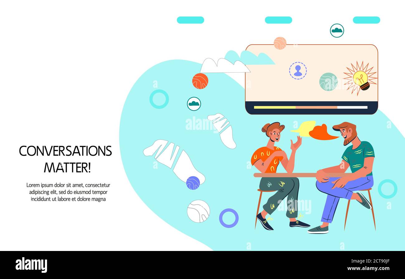 Business conversation, interview or meeting banner with people ...