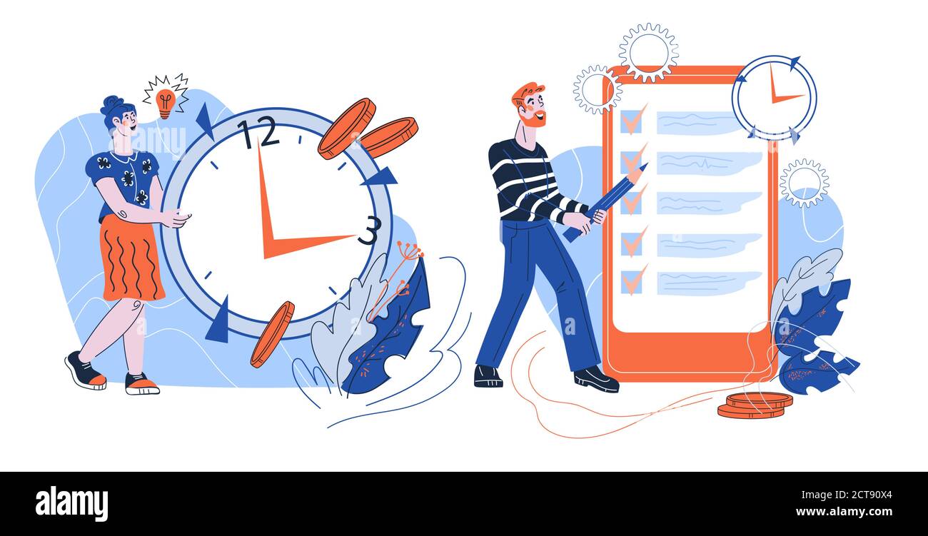 Set of business time and deadline schedule metaphors vector ...