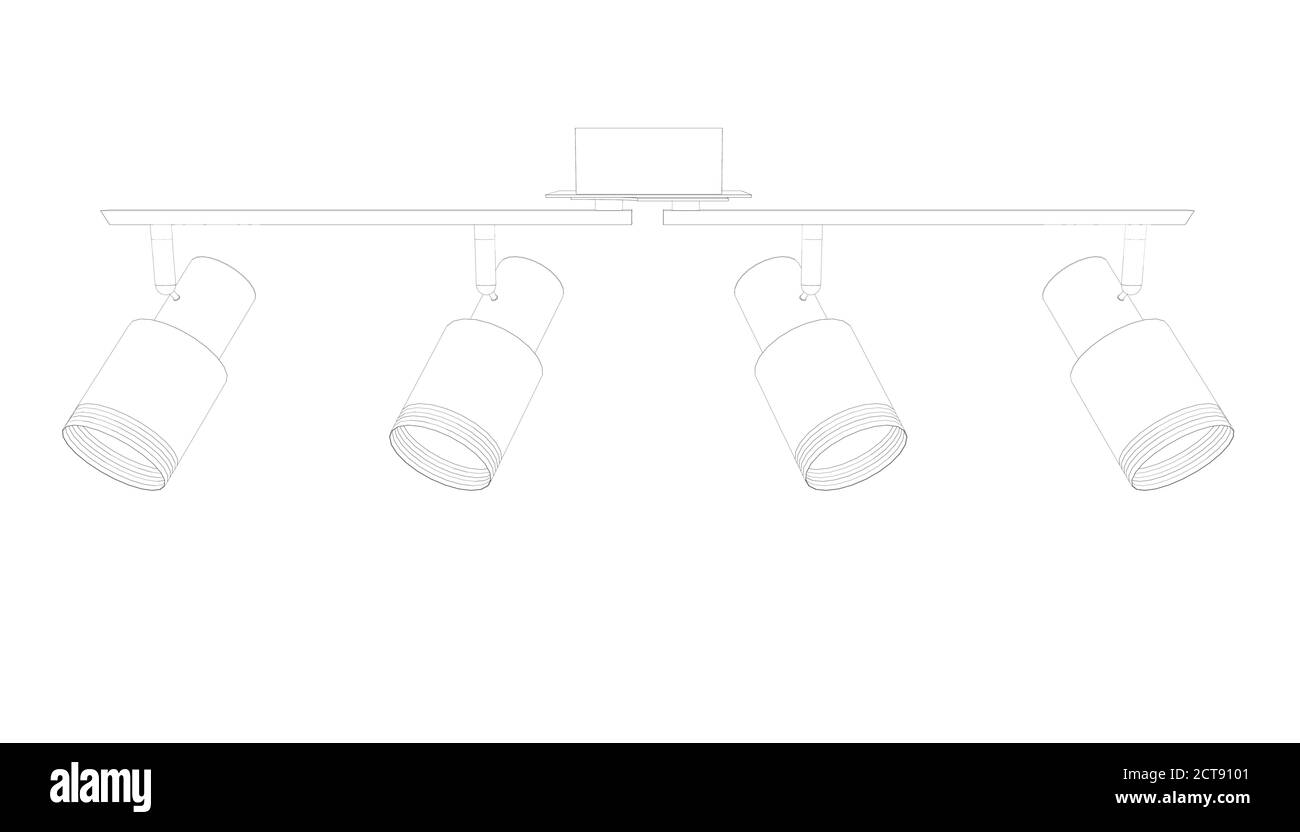 Contour of the device for lighting the scene isolated on a white ...