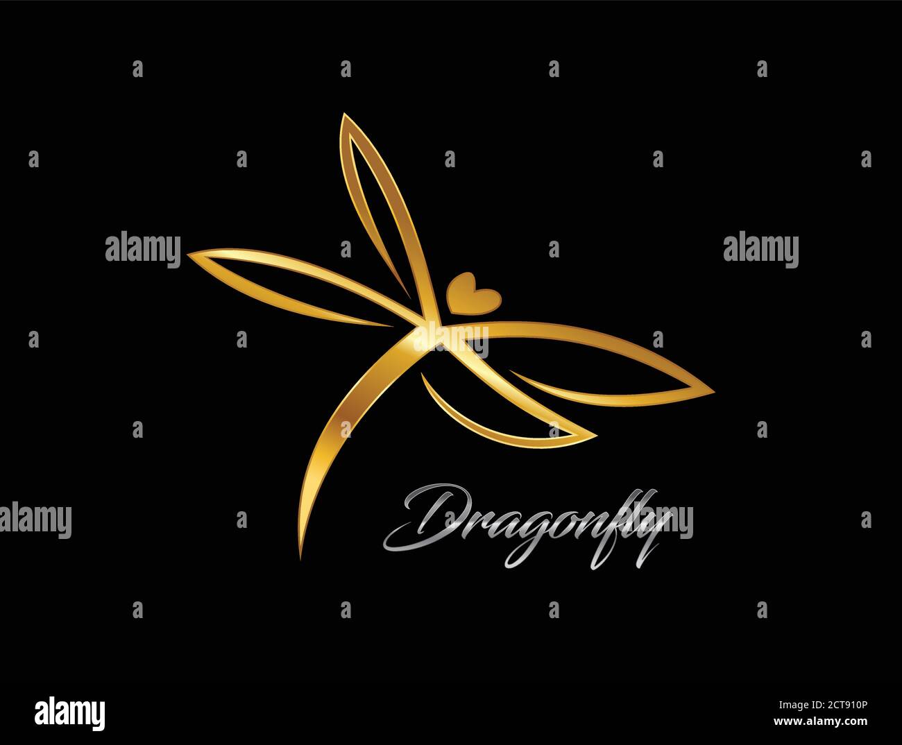 Vector illustration logo of Golden Dragonfly Logo Sign Stock Vector ...