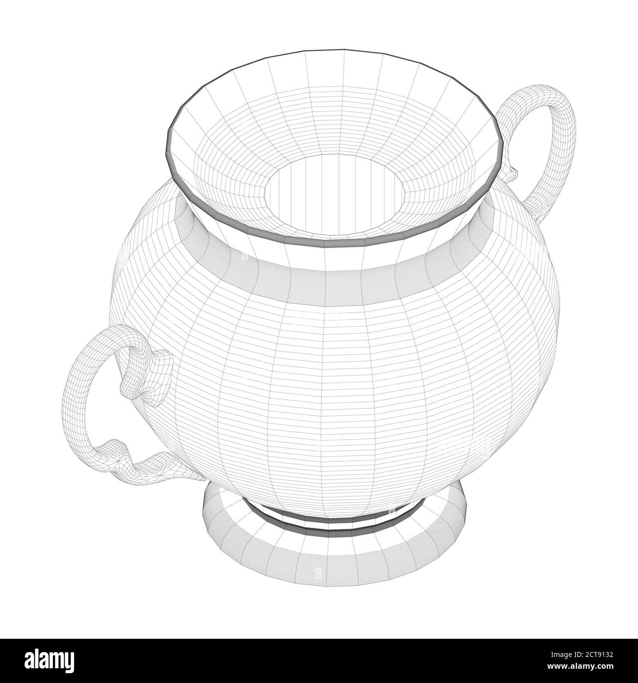 Wireframe of antique decorative teapot from black lines isolated on ...