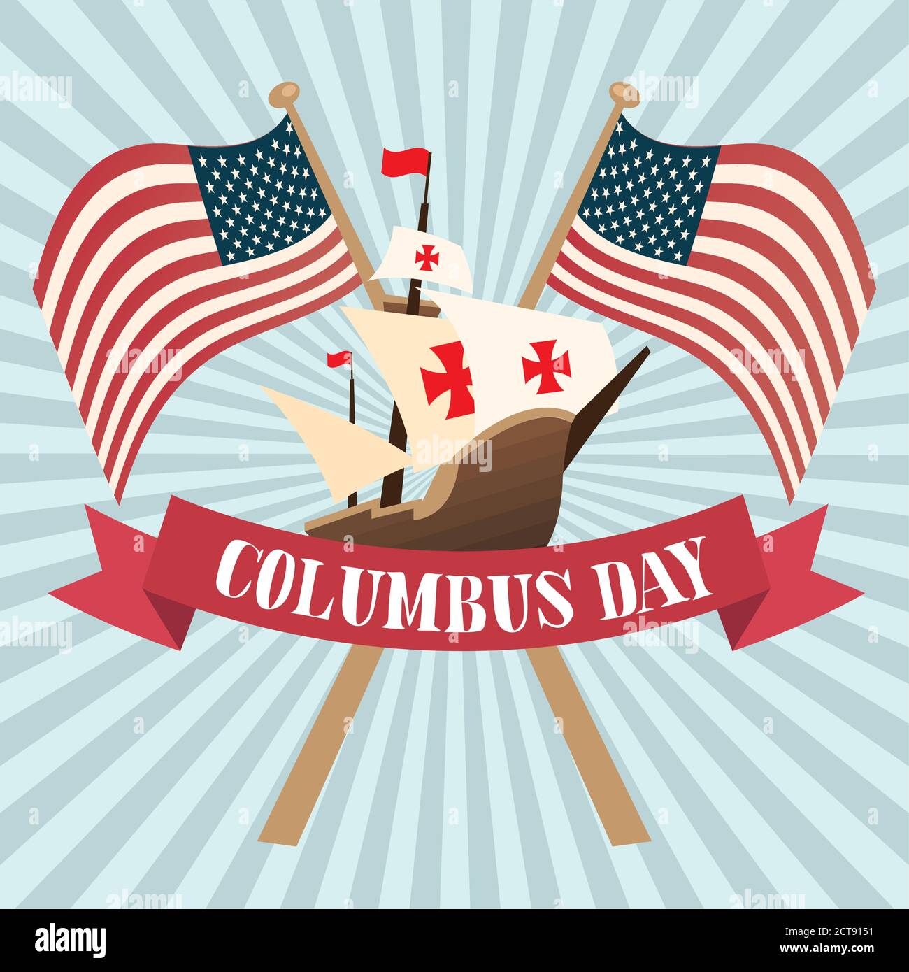 Columbus ship with flags design of happy columbus day america and ...