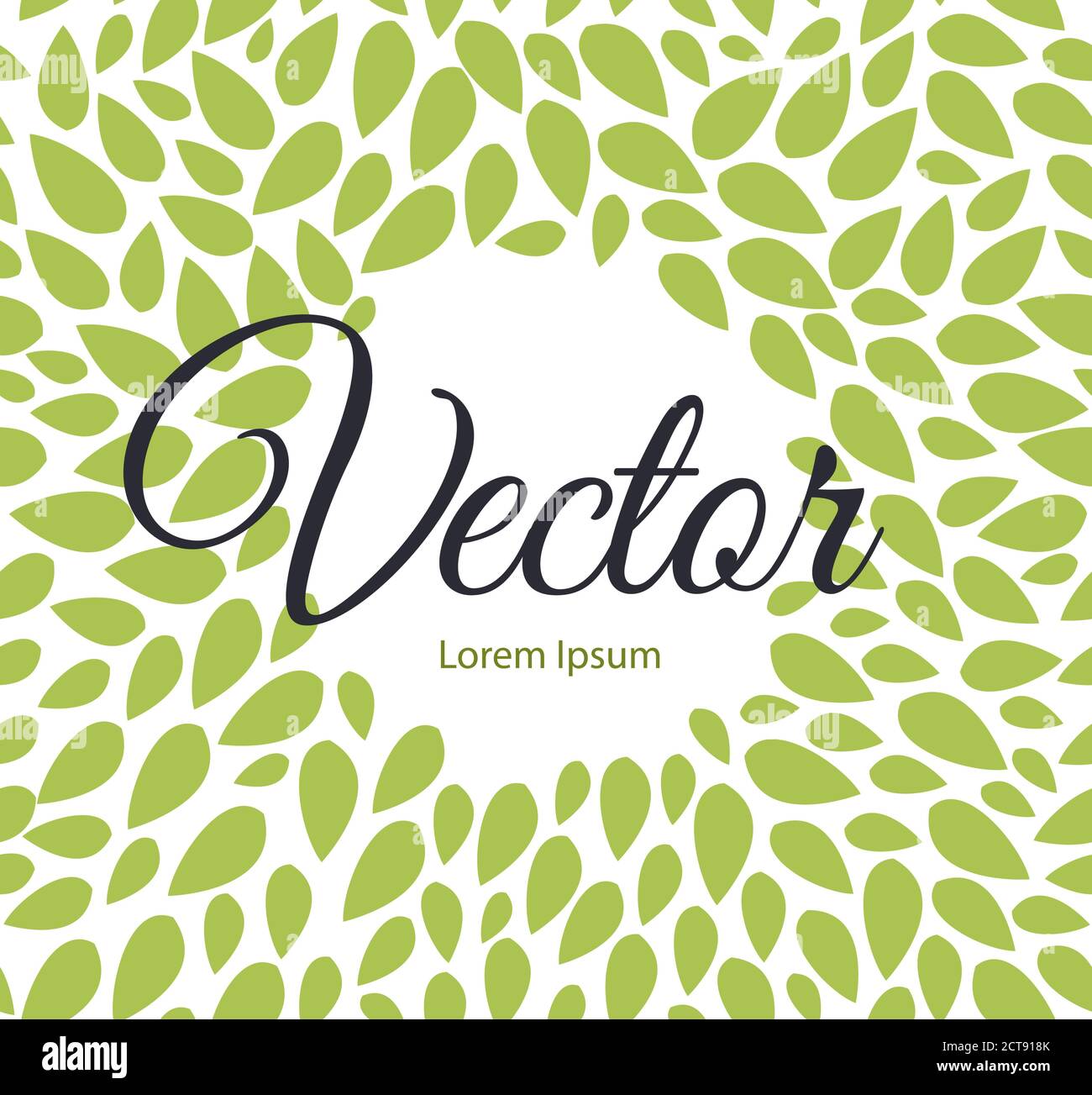 Seamless leaves pattern. Round label with text on a background of ...