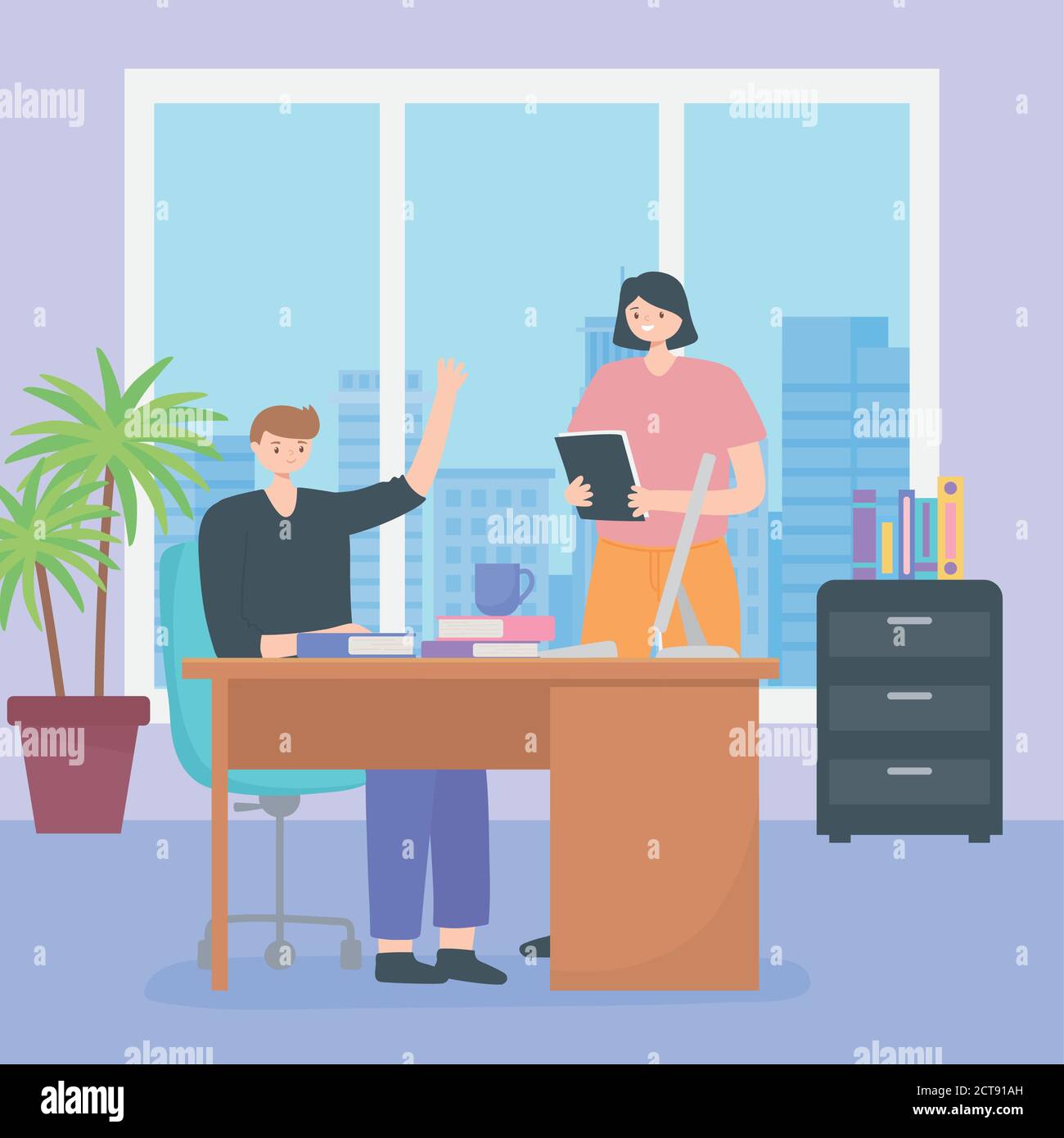 coworking, coworkers characters team working vector illustration Stock ...