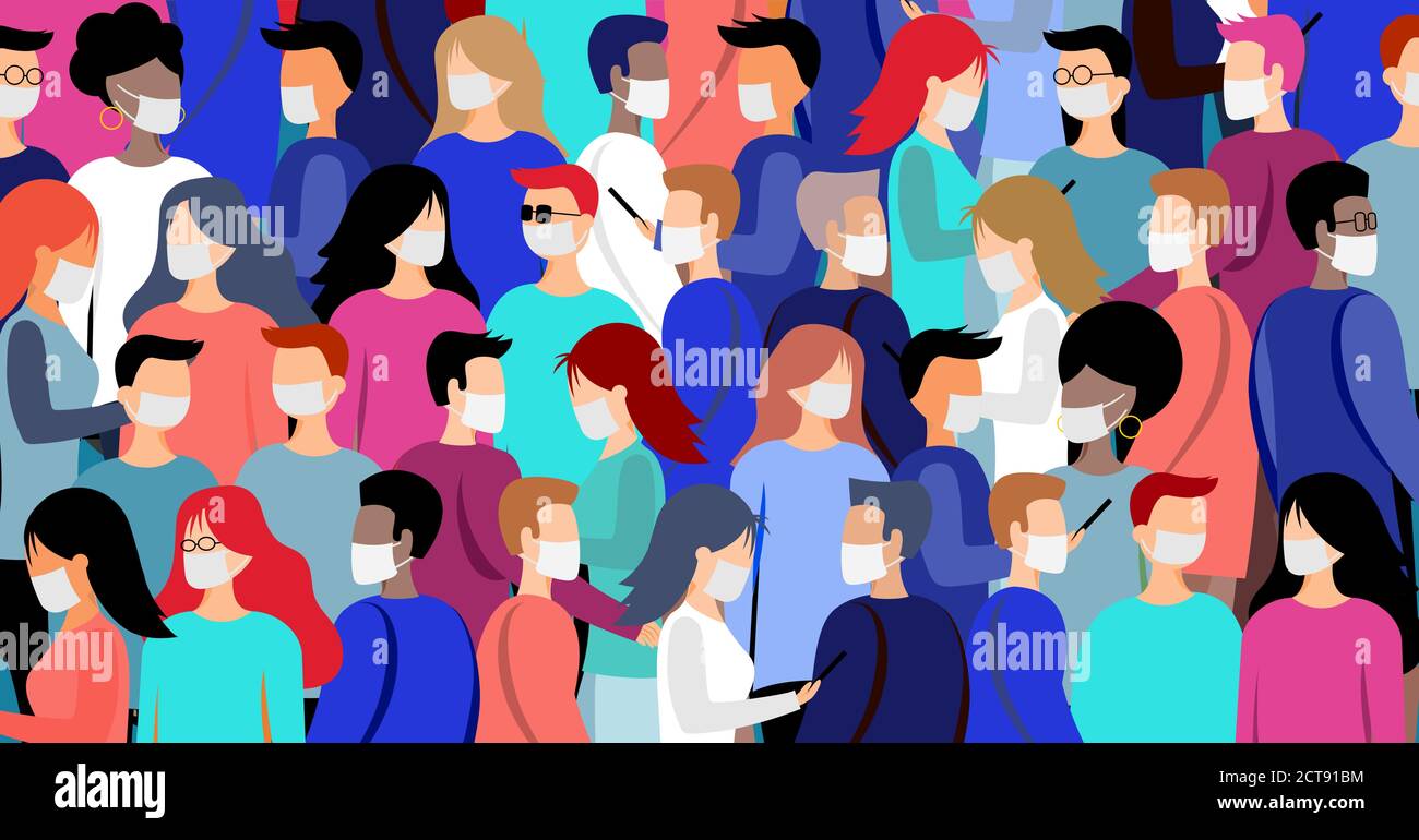 Group of people wearing face masks - smog, coronavirus (covid-19, SARS ...