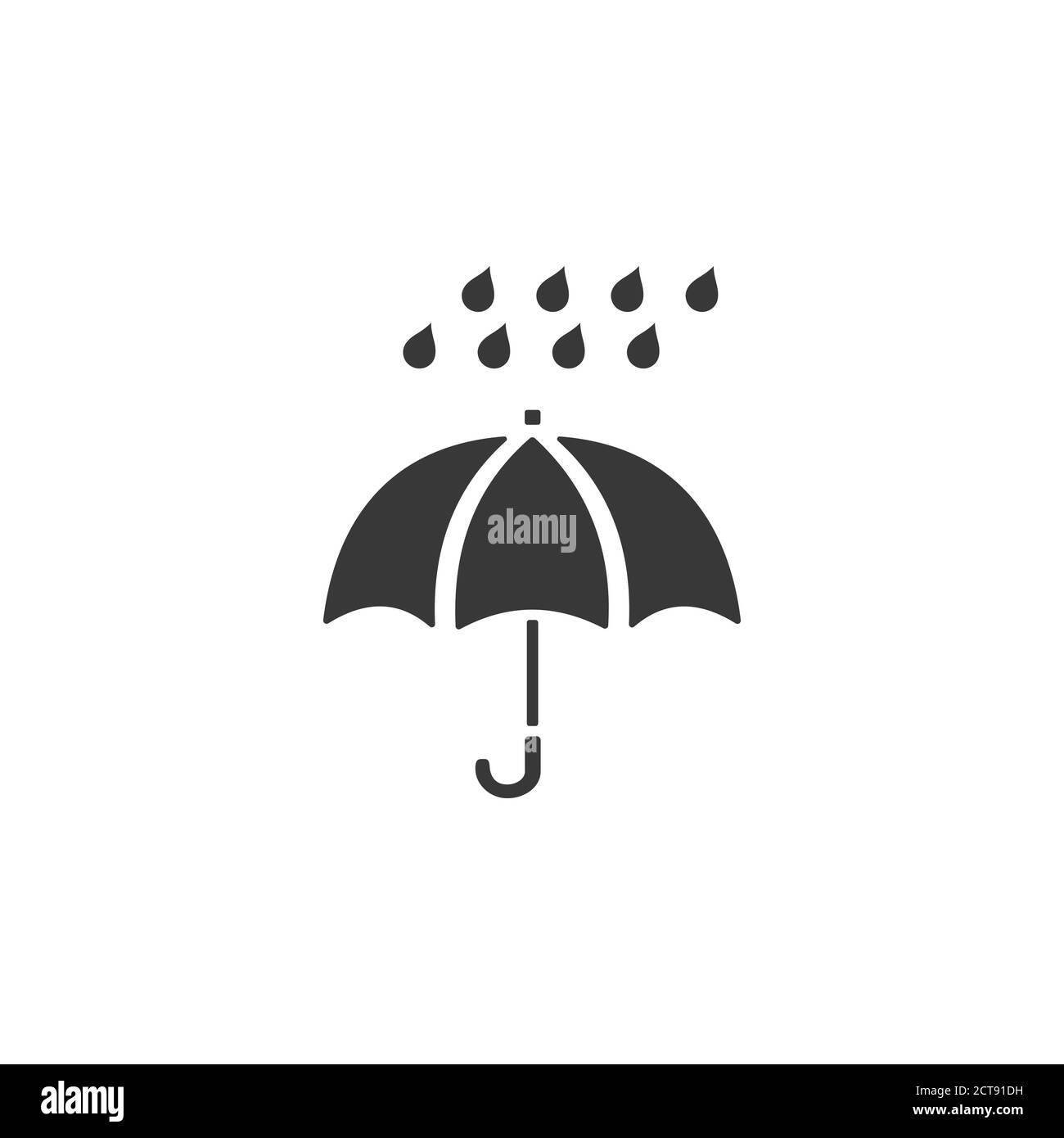 Umbrella and very heavy rain. Isolated icon. Weather glyph vector ...