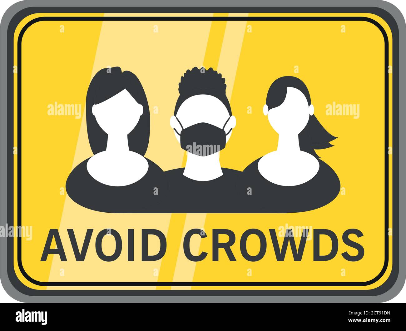 avoid crowds warning sign detailed style icon design of New normal and ...