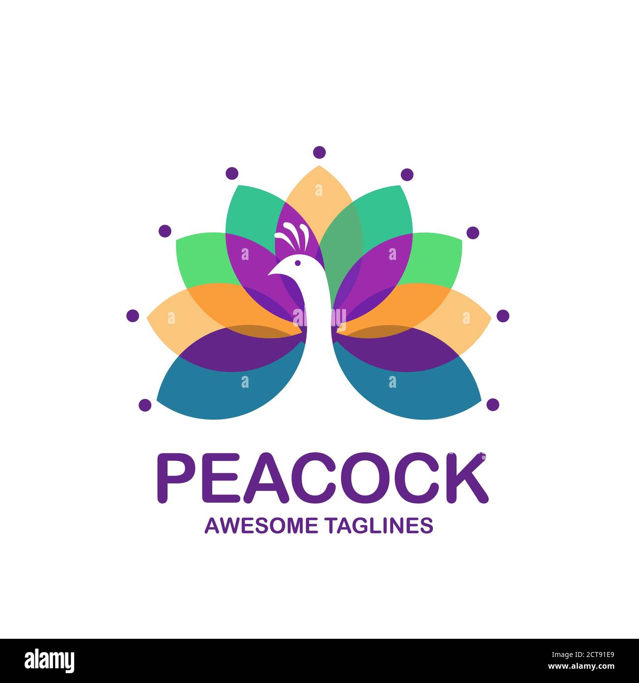 creative simple colorful peacock logo design vector Stock Vector Image ...