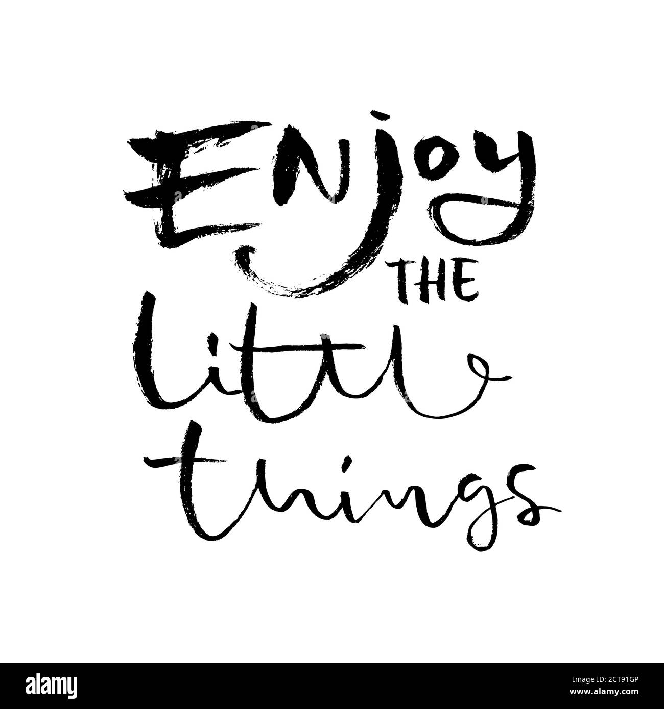 Enjoy the little things. Hand drawn modern brush lettering. Typography ...