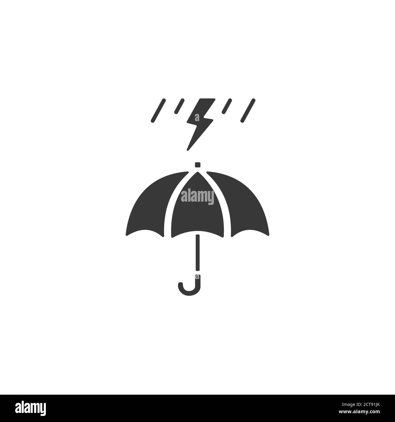 Umbrella and heavy storm. Isolated icon. Weather glyph vector ...