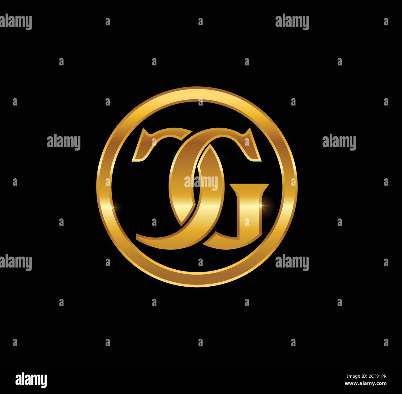 A vector illustration of Golden GC monogram Initial letter Logo in ...
