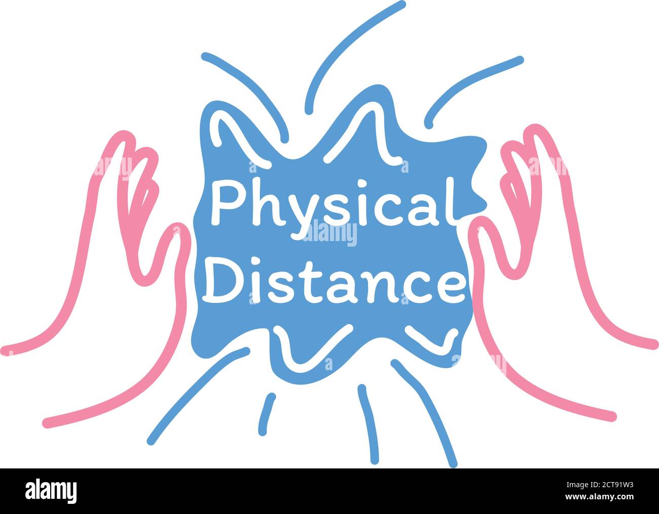 physical distance with hands detailed style icon design of Covid 19 ...