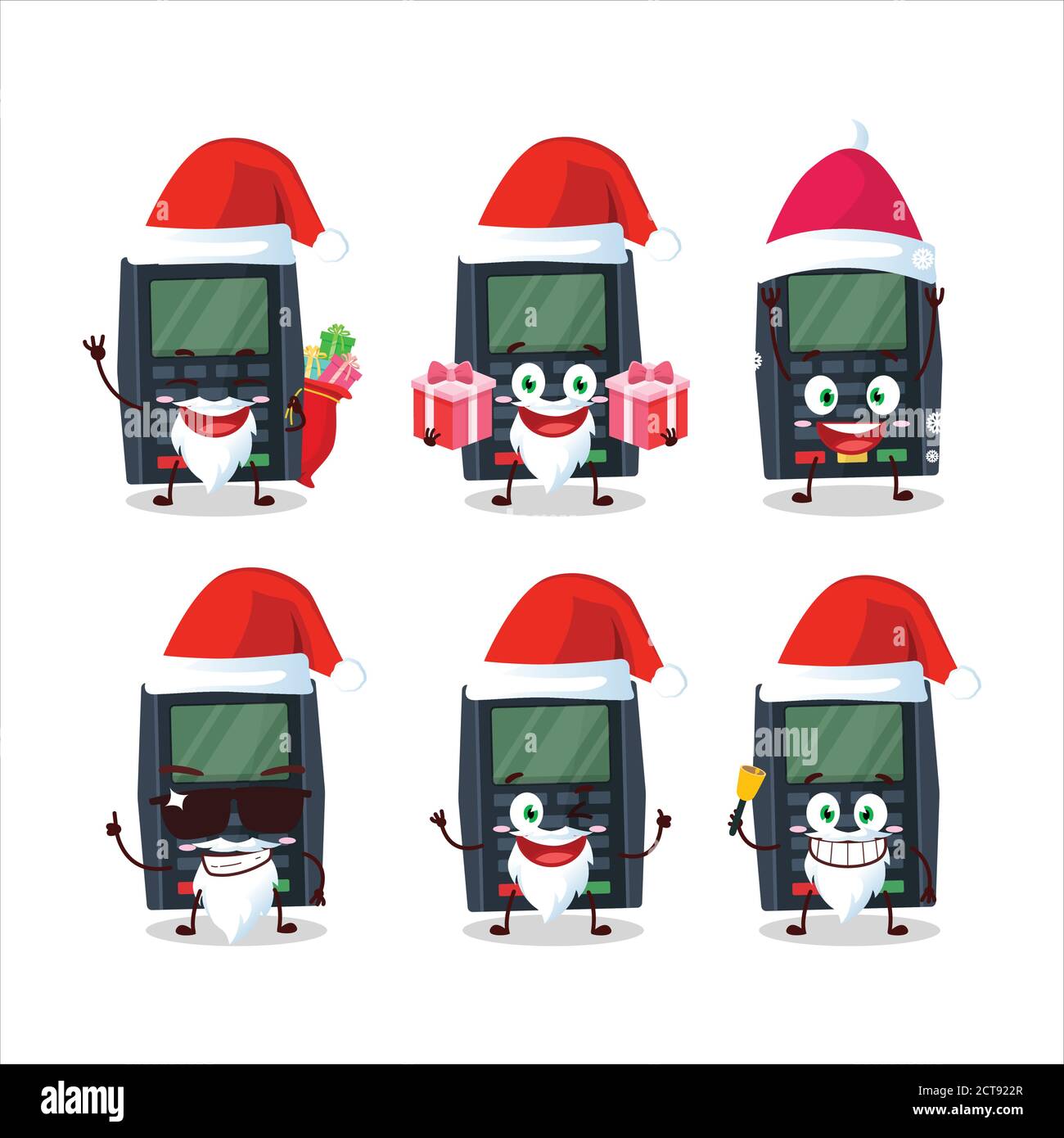 Santa Claus emoticons with terminal bank card cartoon character Stock ...