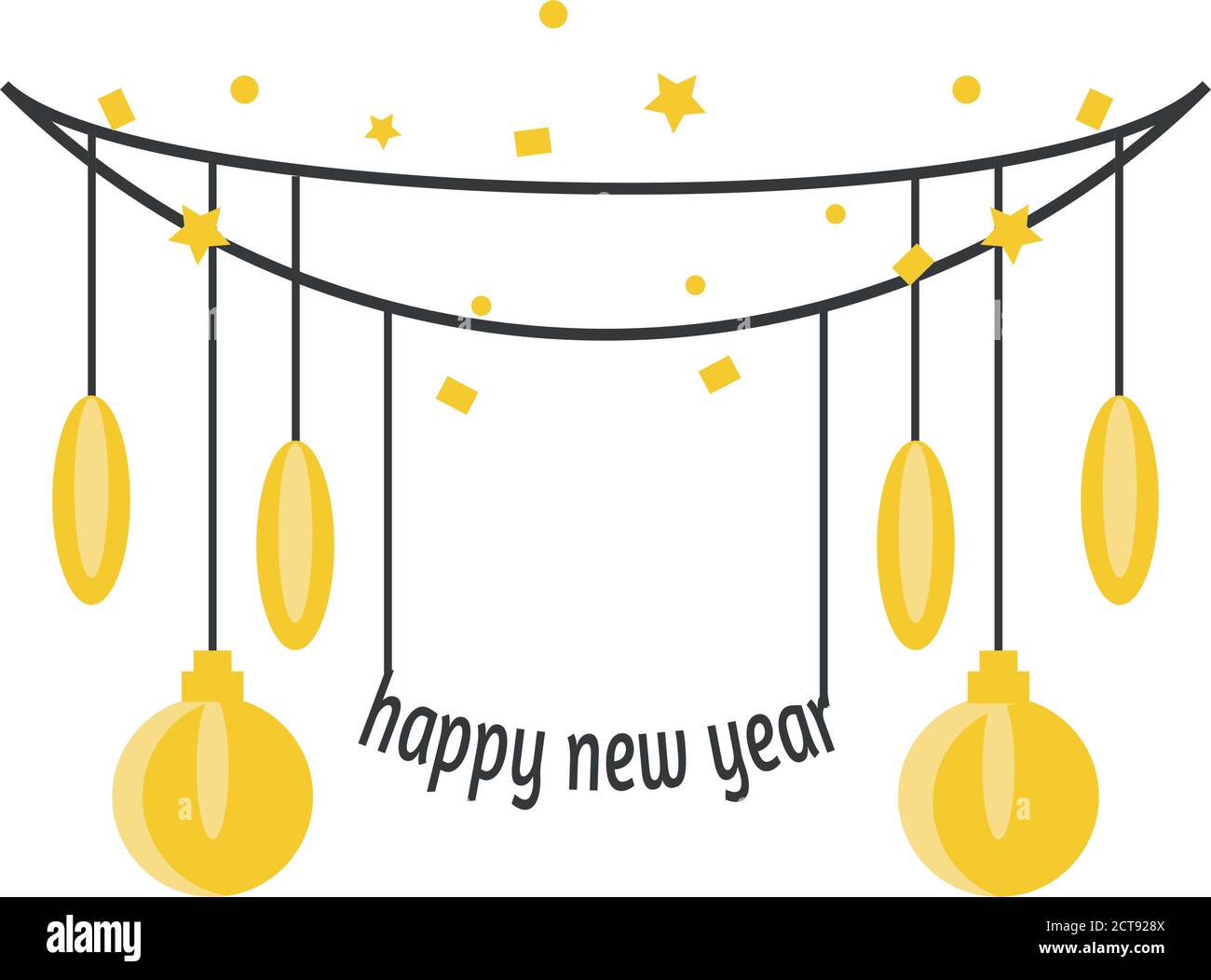 Happy new year with spheres detailed style icon design, Welcome ...