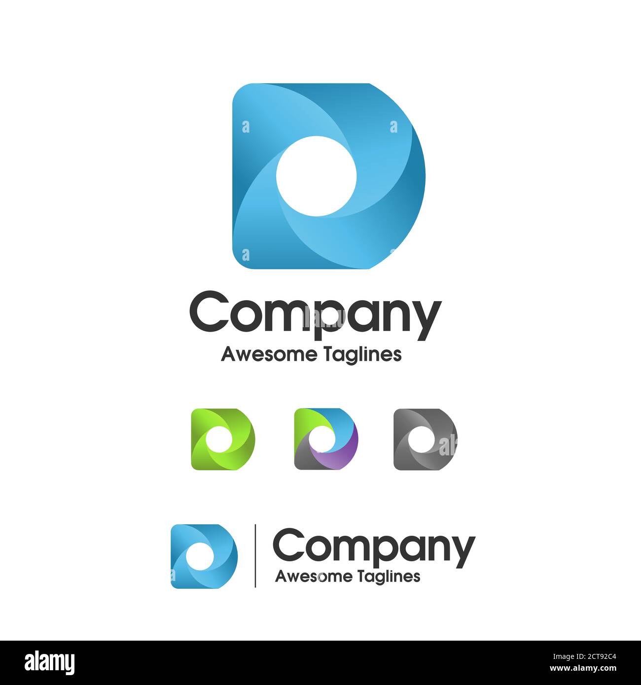 creative initial letter d with circle color logo vector concept Stock ...
