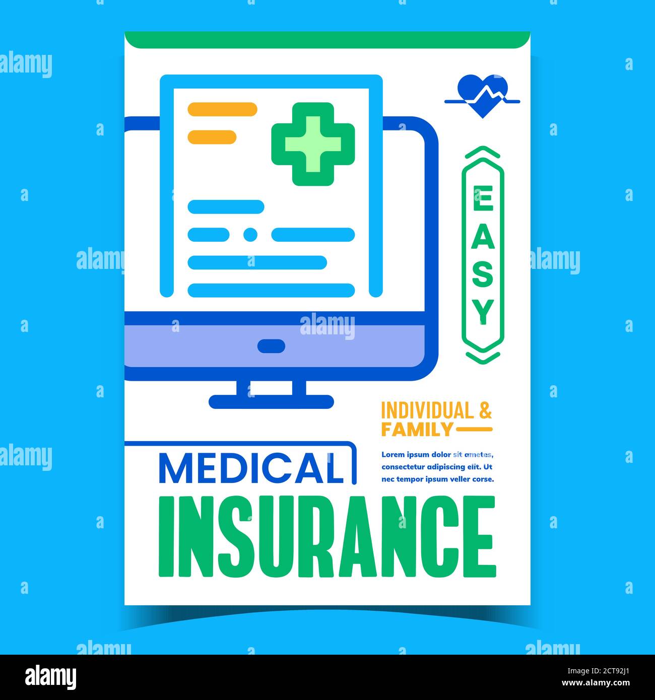 Medical Insurance Creative Advertise Banner Vector Stock Vector Image ...