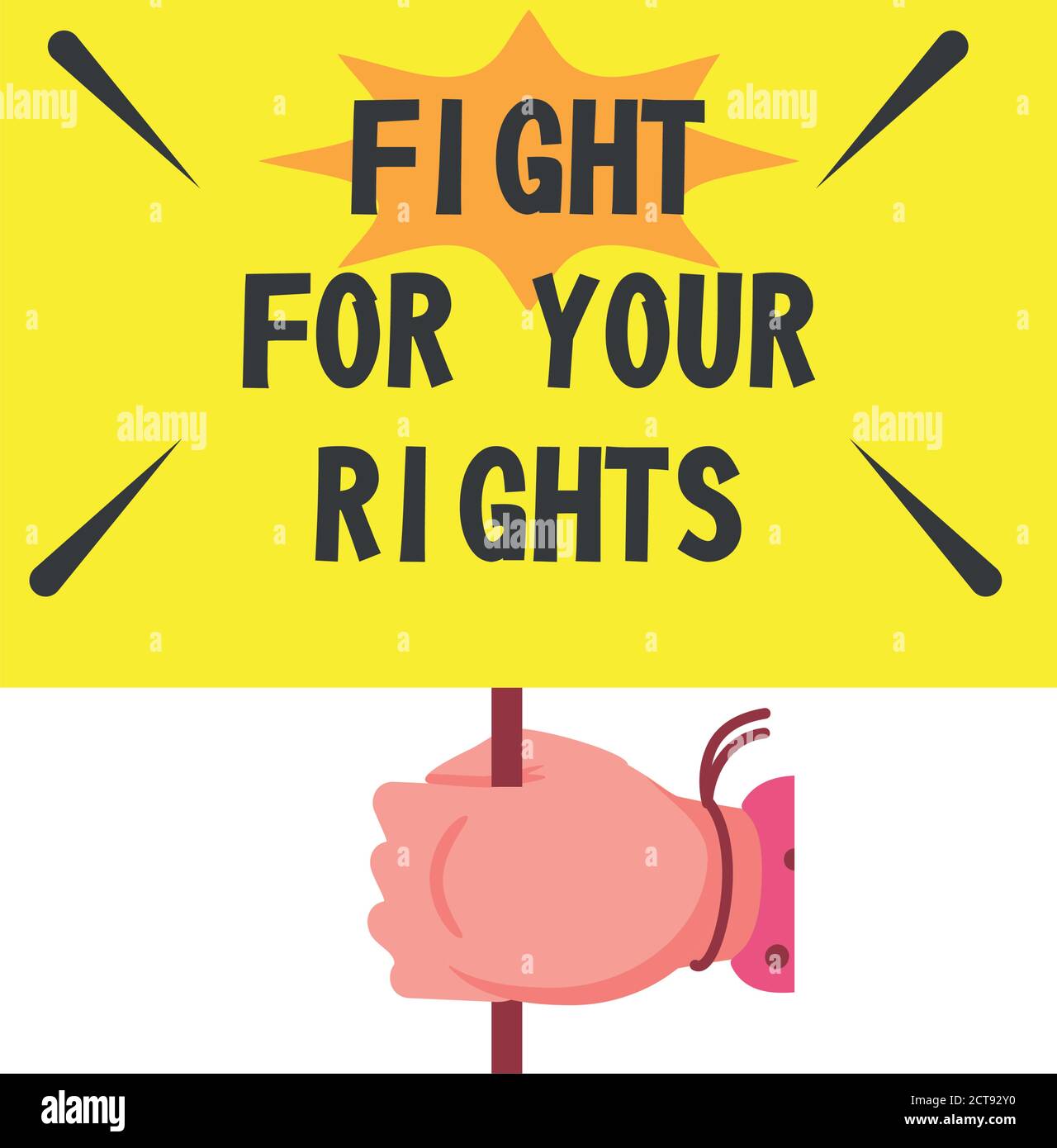 feminism hand holding fight for your rights banner detailed style icon ...