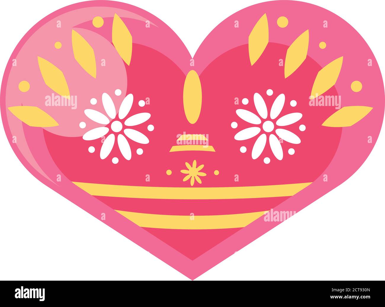 Mexican heart with flowers detailed style icon design, Mexico culture ...