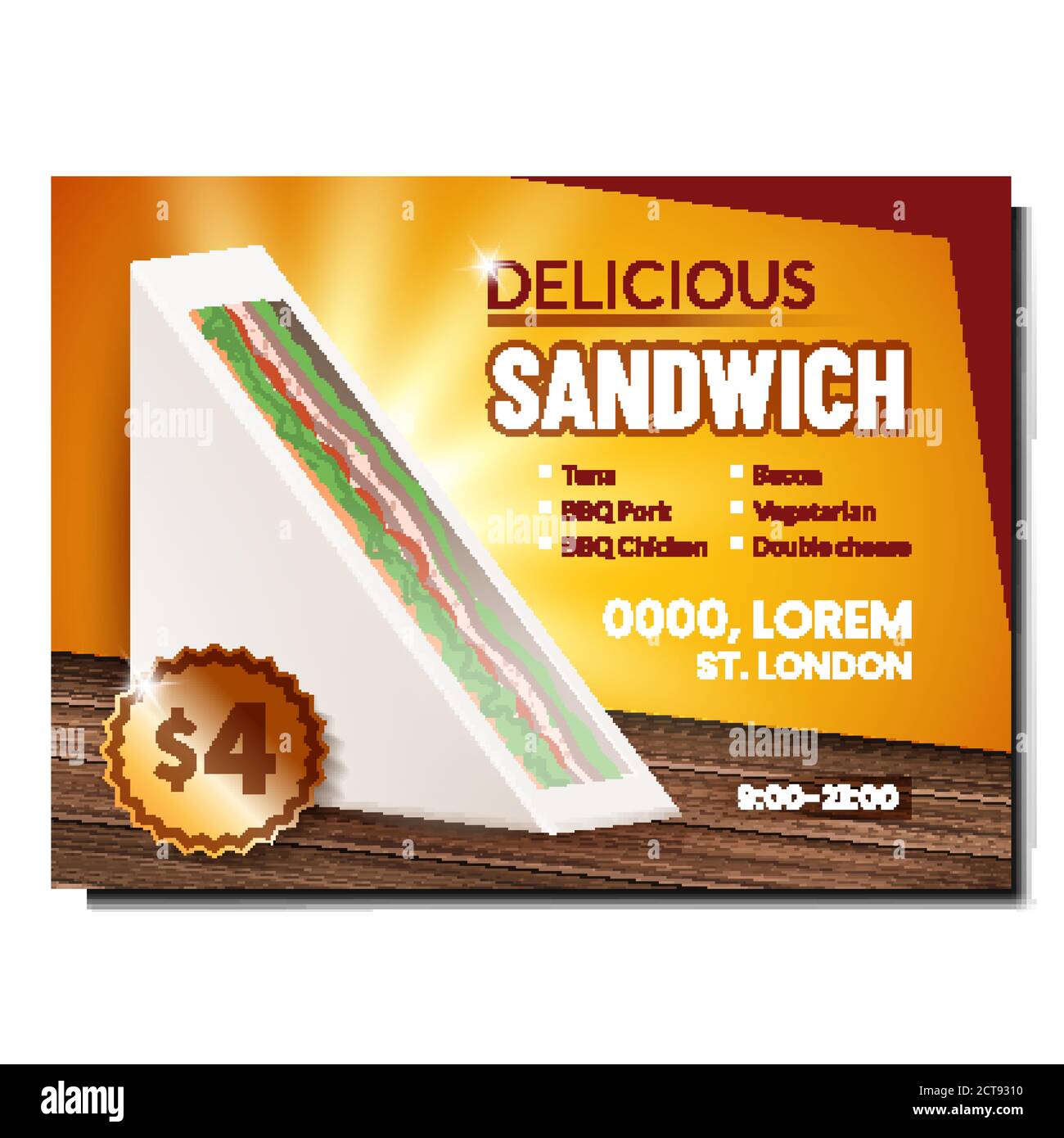Sandwich Carton Package Promotional Poster Vector Stock Vector Image ...