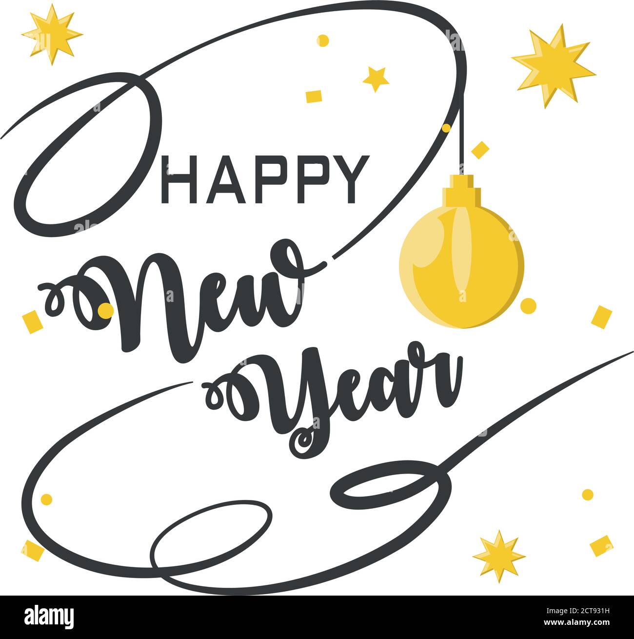 Happy new year with sphere detailed style icon design, Welcome ...