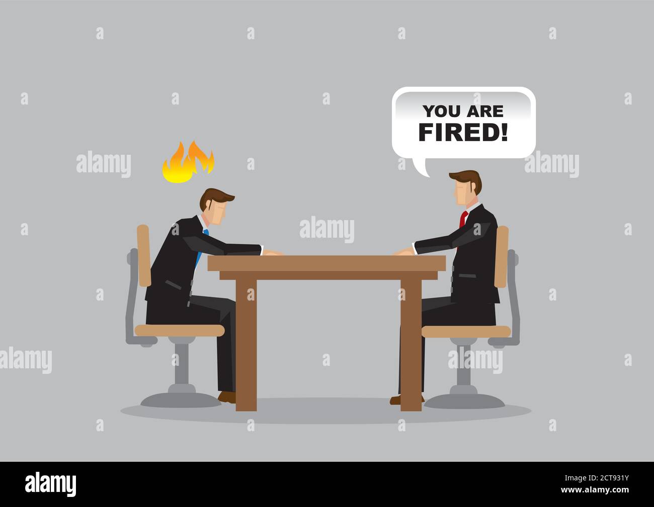 Business professionals sitting in a meeting and manager told employer ...