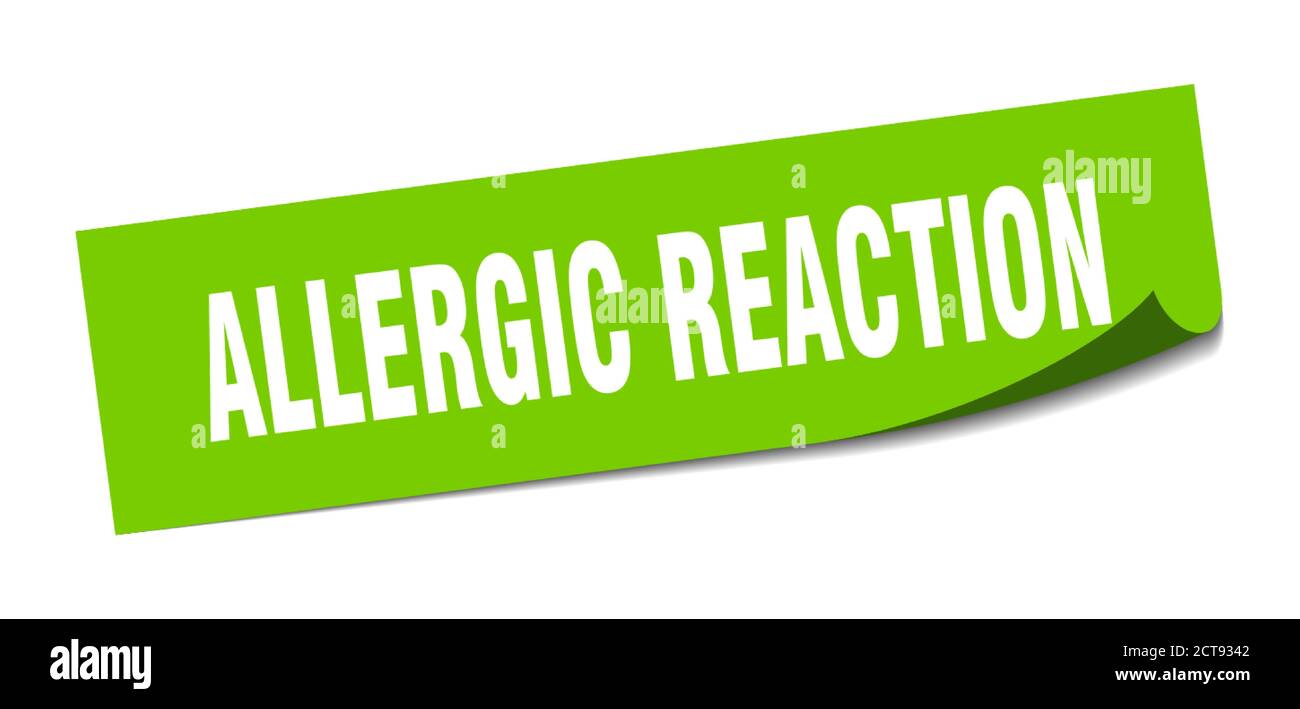 allergic reaction sticker. square isolated peeler sign. label Stock ...