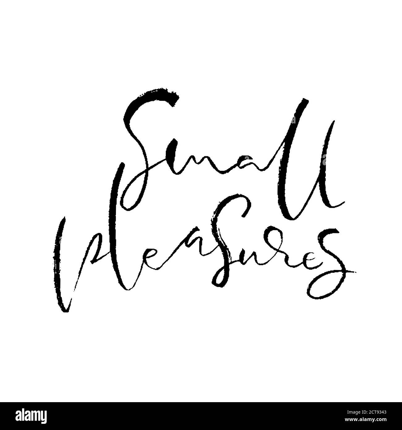 Small pleasures. Hand drawn modern brush lettering. Typography banner ...