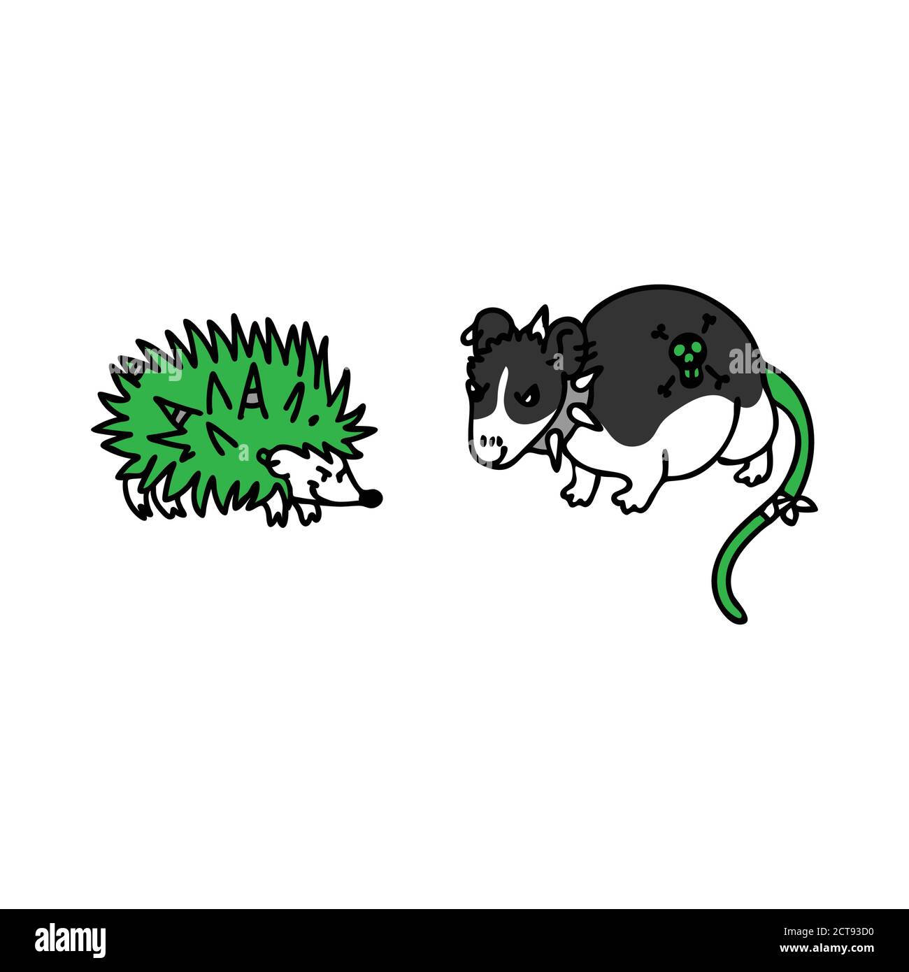 Punk rock hedgehog and rat vector illustration clipart. Simple ...