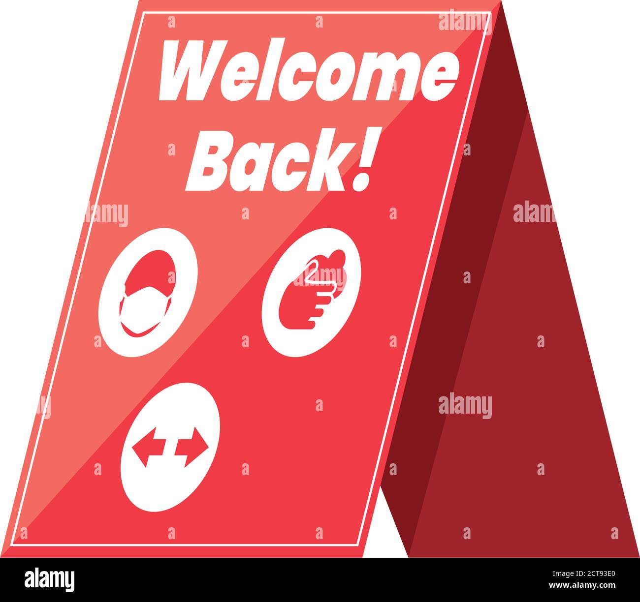 welcome back in red banner detailed style icon design of shopping and ...