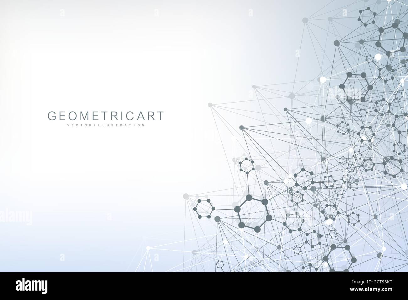 Science network pattern, connecting lines and dots. Technology hexagons ...