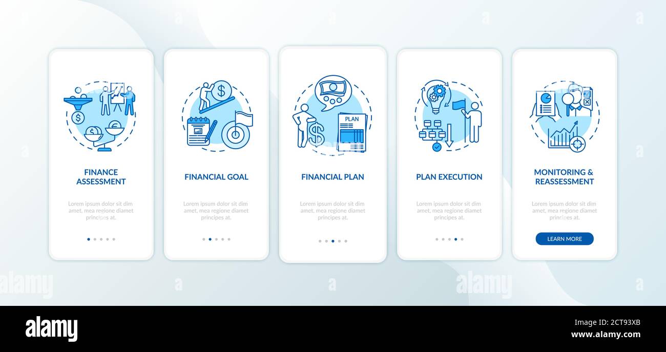 Financial planning process onboarding mobile app page screen with concepts Stock Vector Image ...