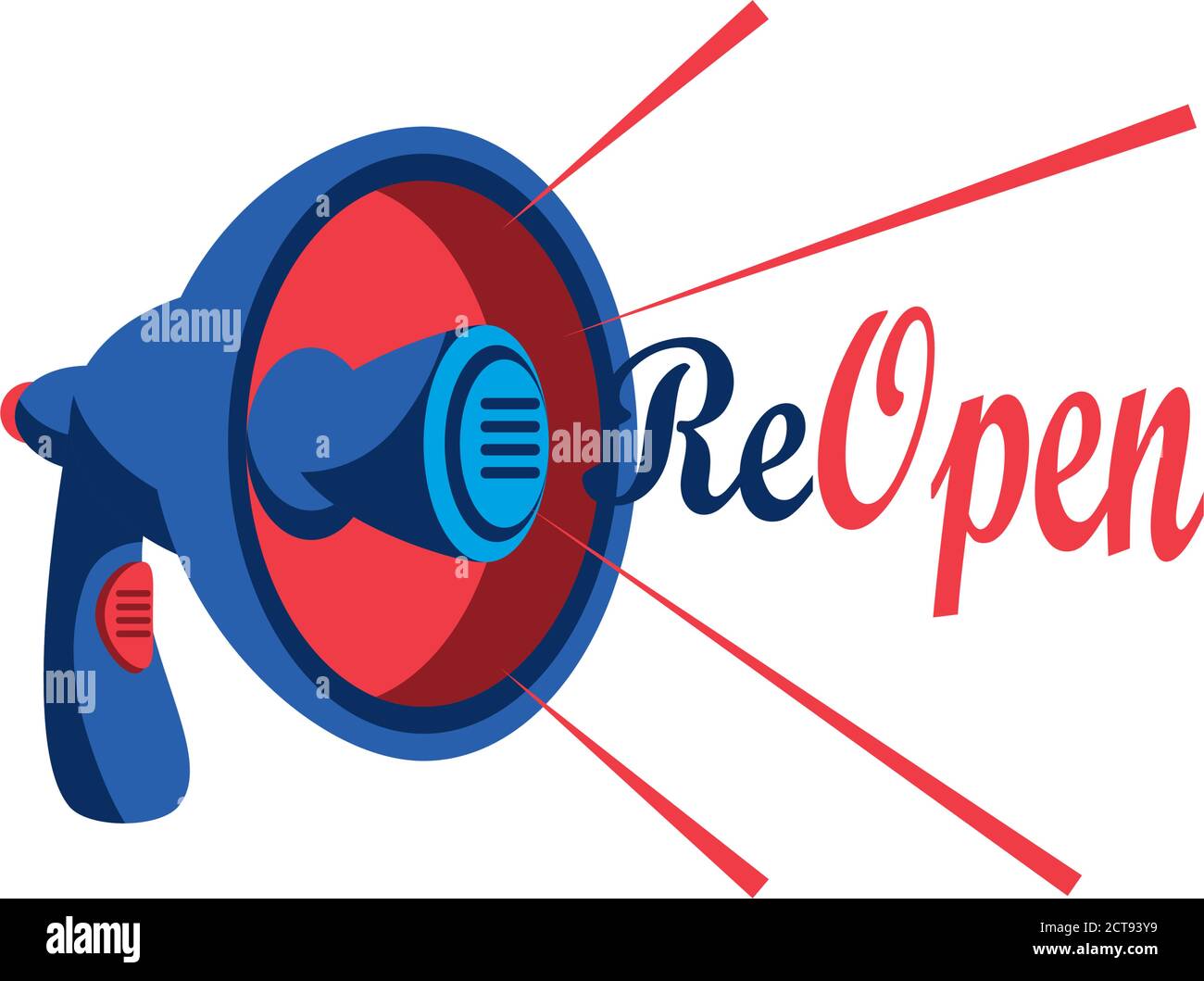 reopen with megaphone detailed style icon design of shopping and covid ...