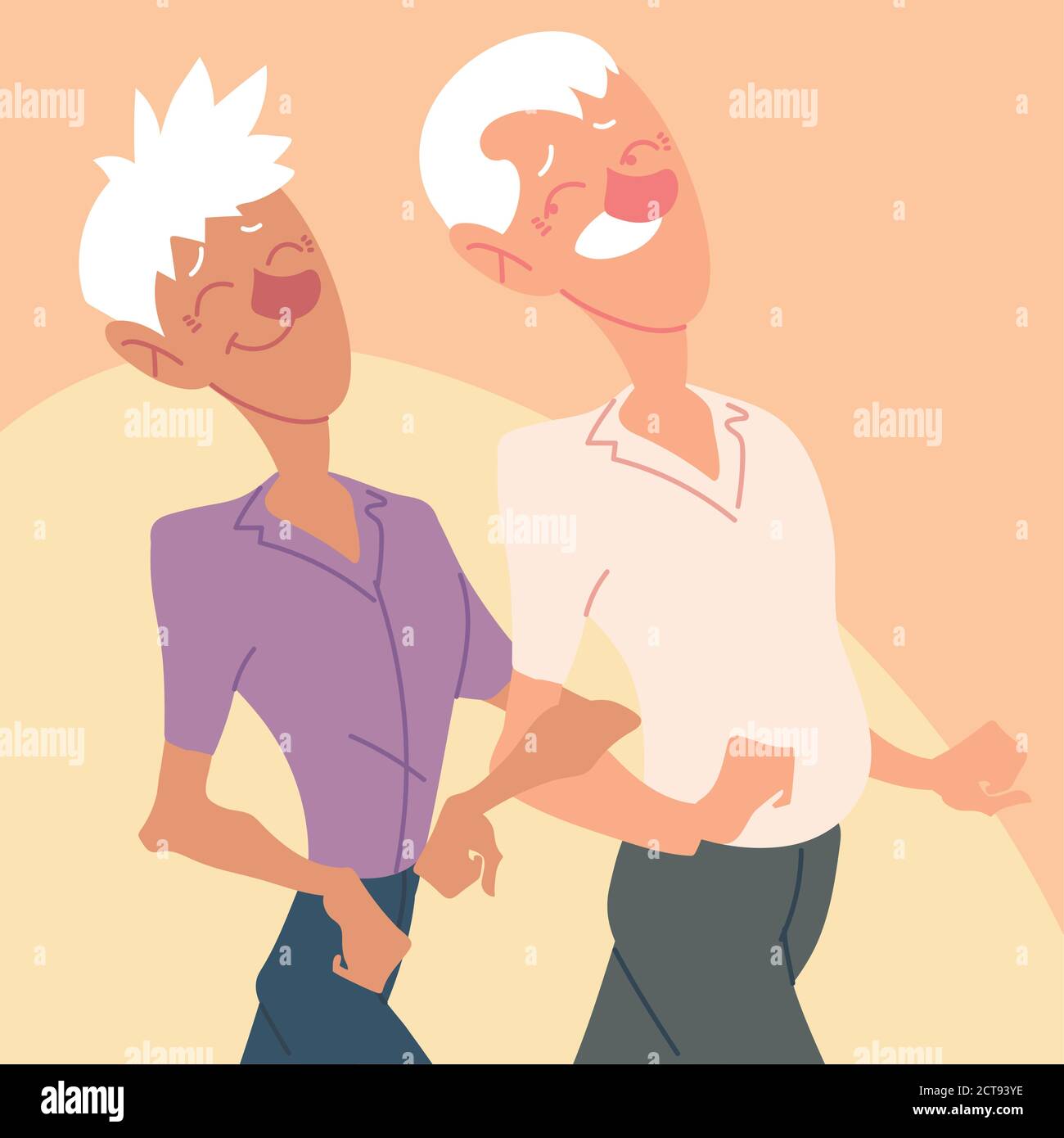 elderly men walk, active seniors vector illustration design Stock ...