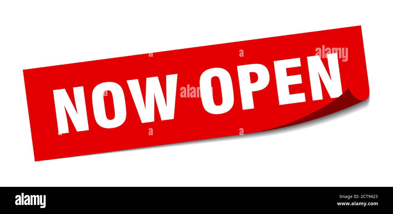 now open sticker. square isolated peeler sign. label Stock Vector Image ...