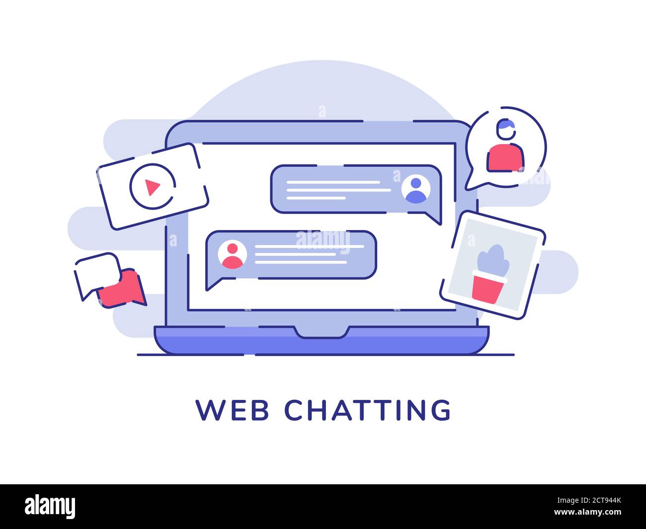 Web chatting concept bubble talk picture video on display laptop screen ...