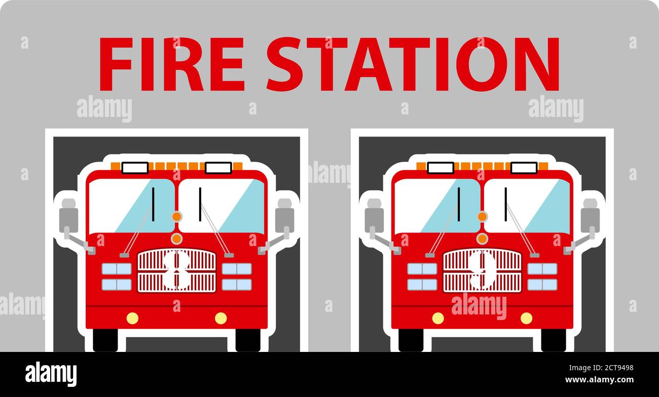 Fire Station Icon. Flat Color Design. Vector Illustration Stock Vector ...