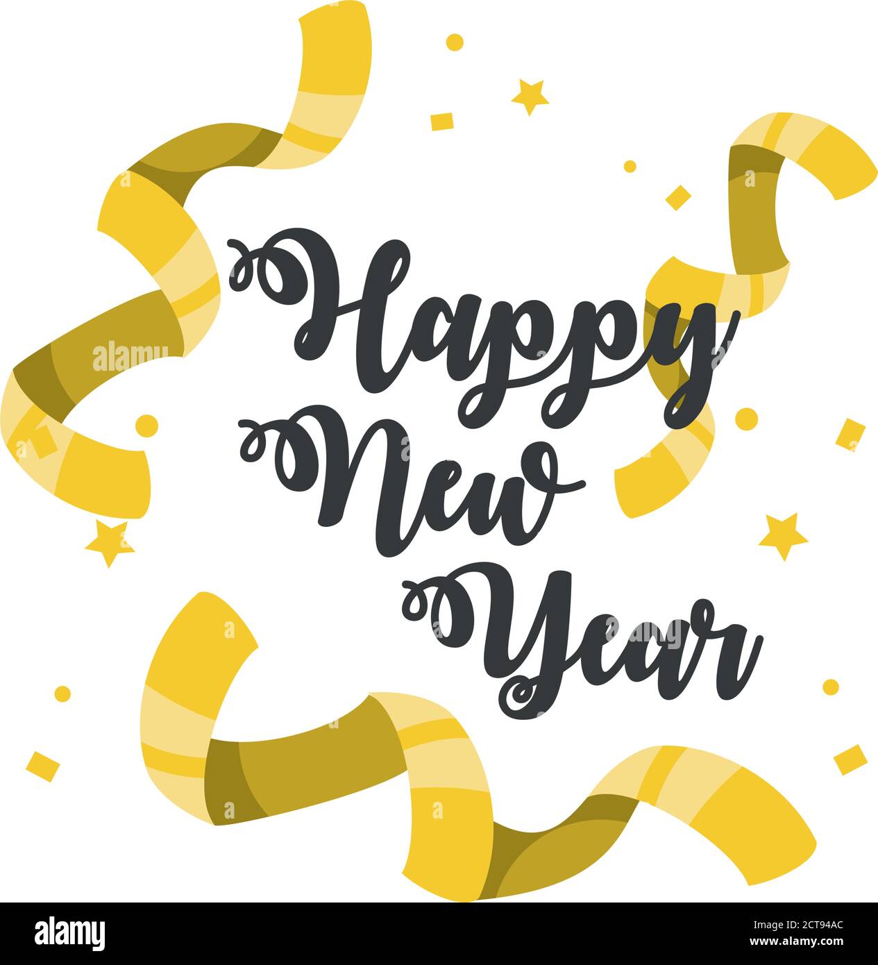 Happy new year with confetti detailed style icon design, Welcome ...