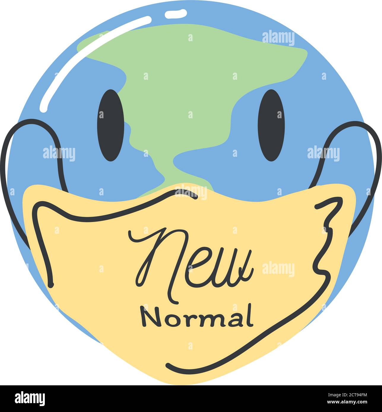 new normal mask on world cartoon detailed style icon design of Covid 19 ...