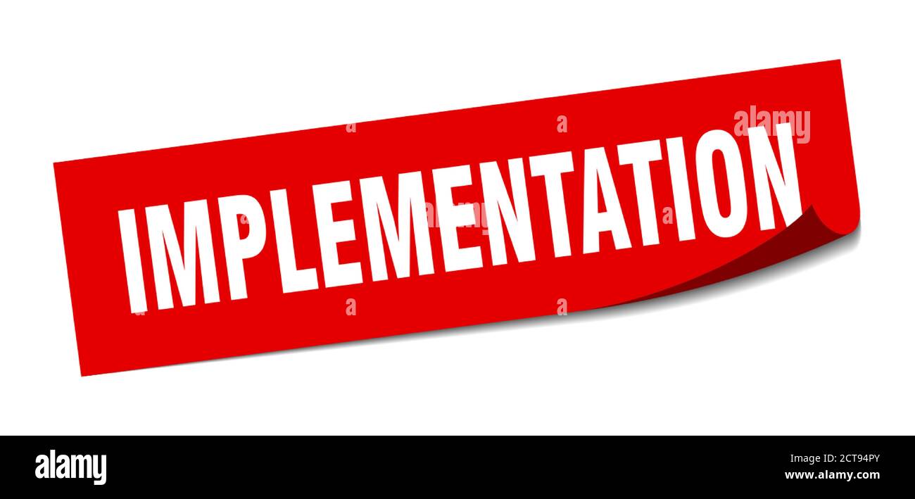implementation sticker. square isolated peeler sign. label Stock Vector ... implementation sticker. square isolated peeler sign. label Stock Vector ...