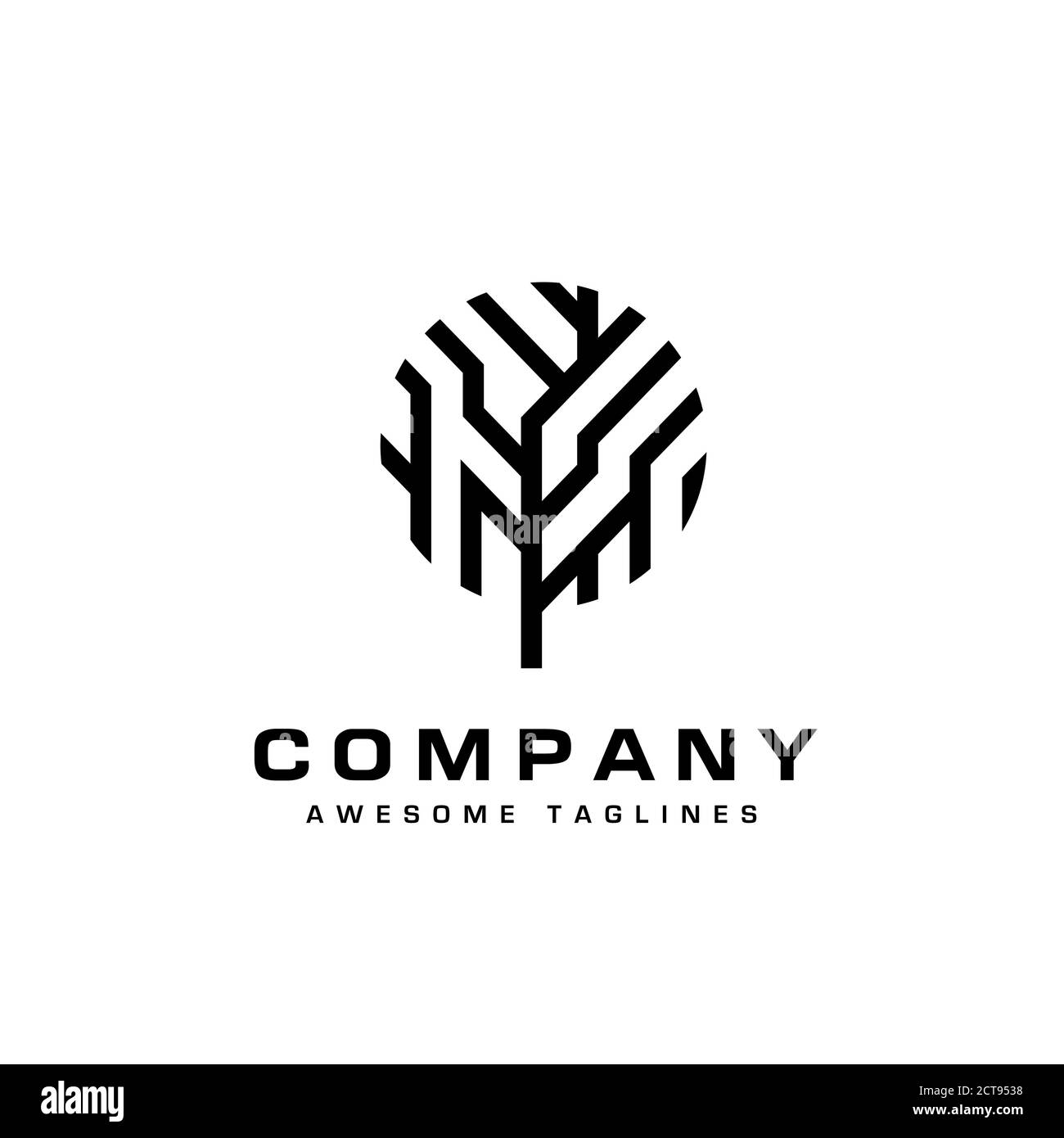 abstract simple geometric tree circle style logo vector concept ...