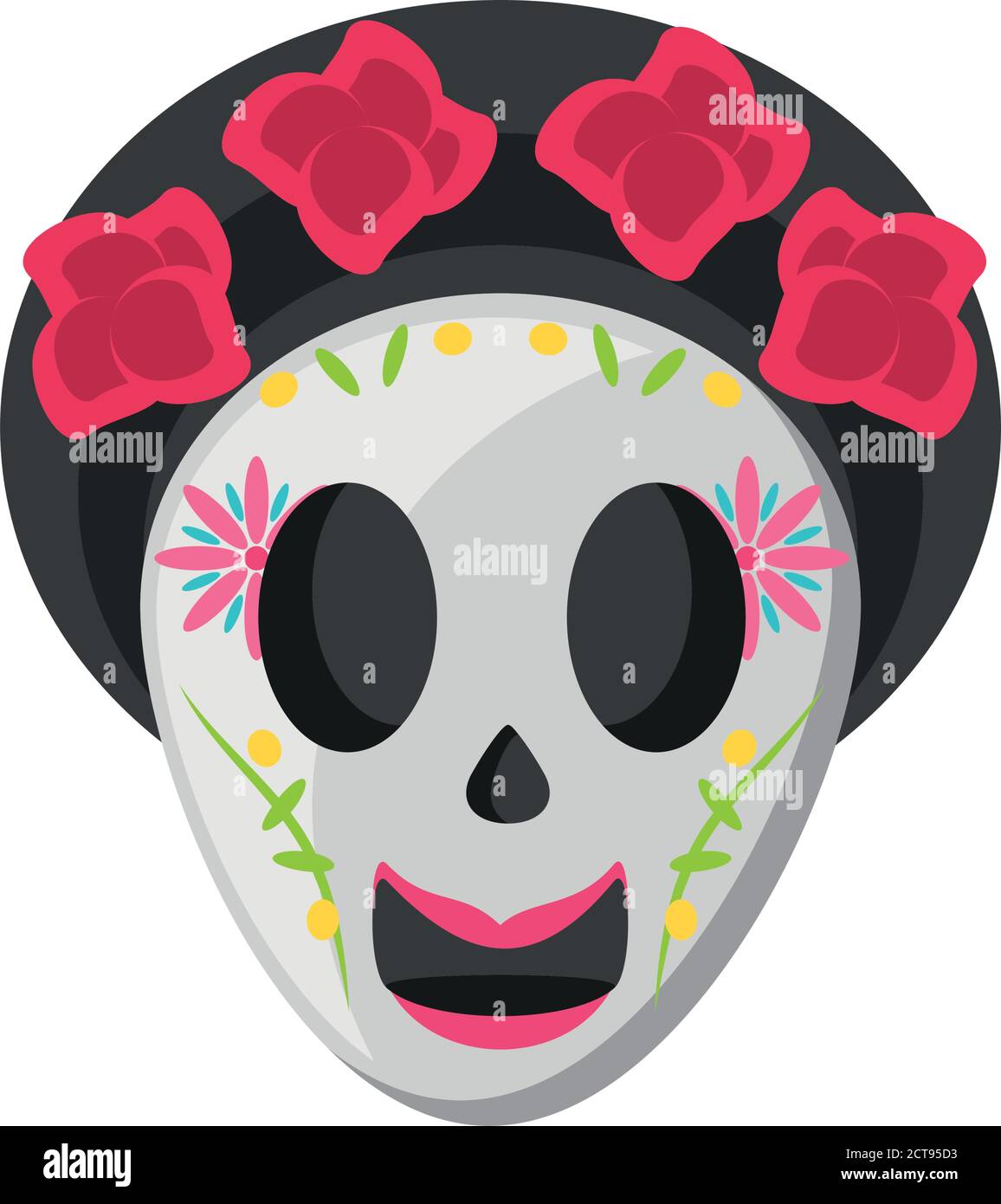 Mexican female skull detailed style icon design, Mexico culture theme ...