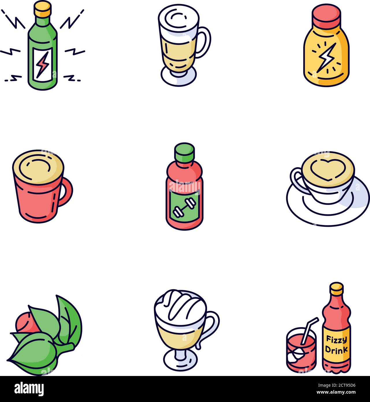 Energy drinks RGB color icons set Stock Vector Image & Art - Alamy