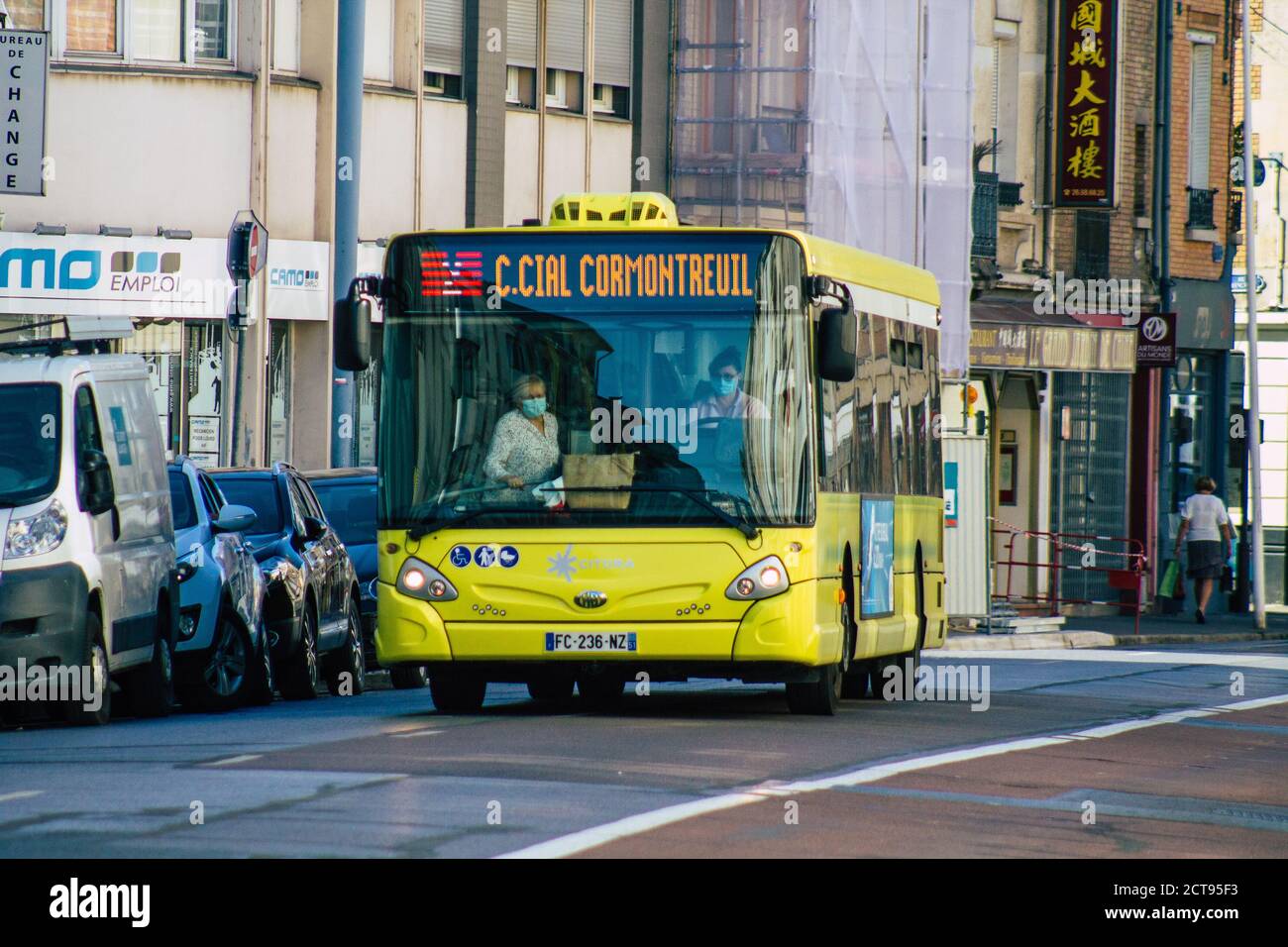 Reims France September 21, 2020 View of a traditional city bus for ...