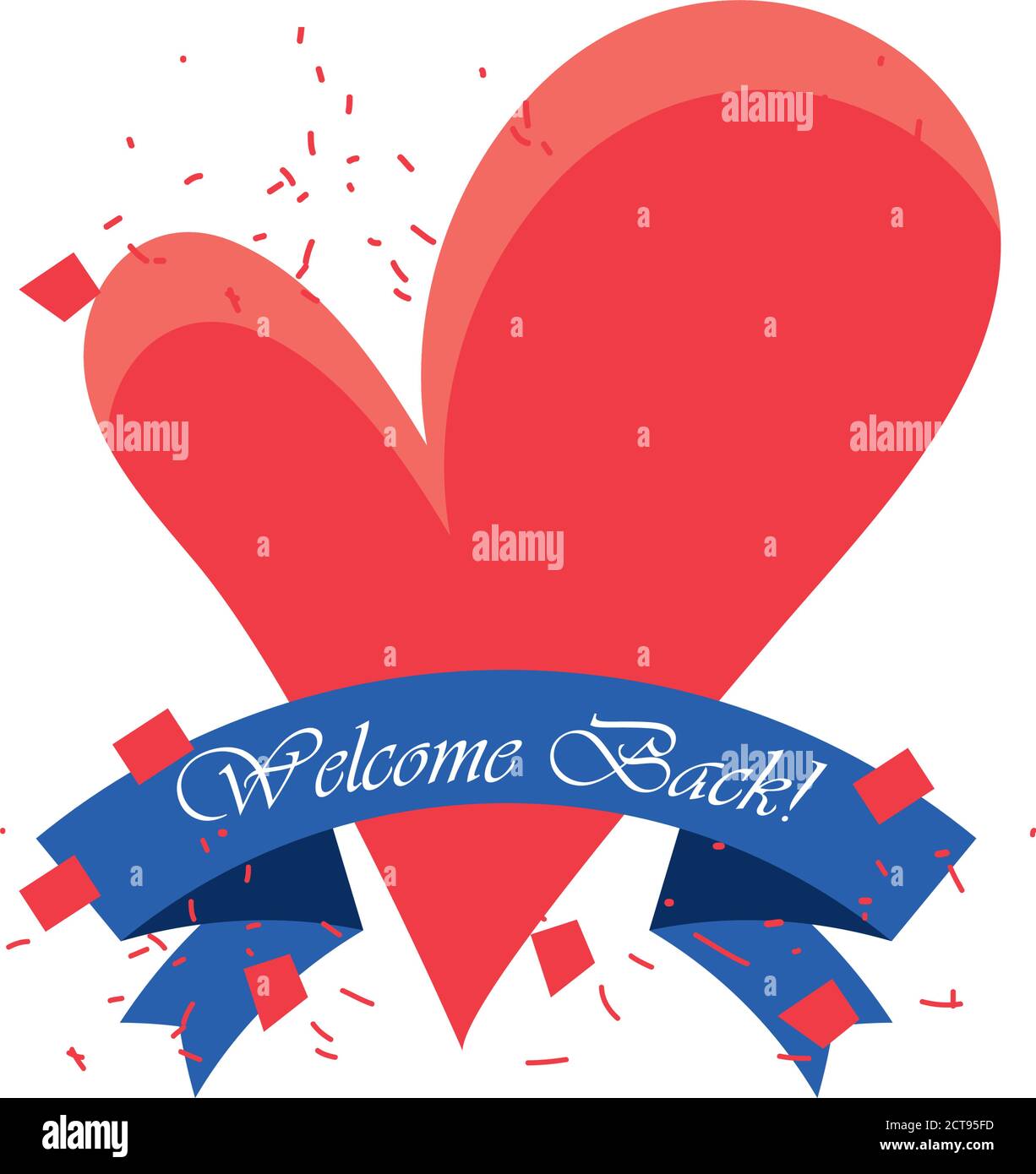 welcome back on ribbon with heart detailed style icon design of ...