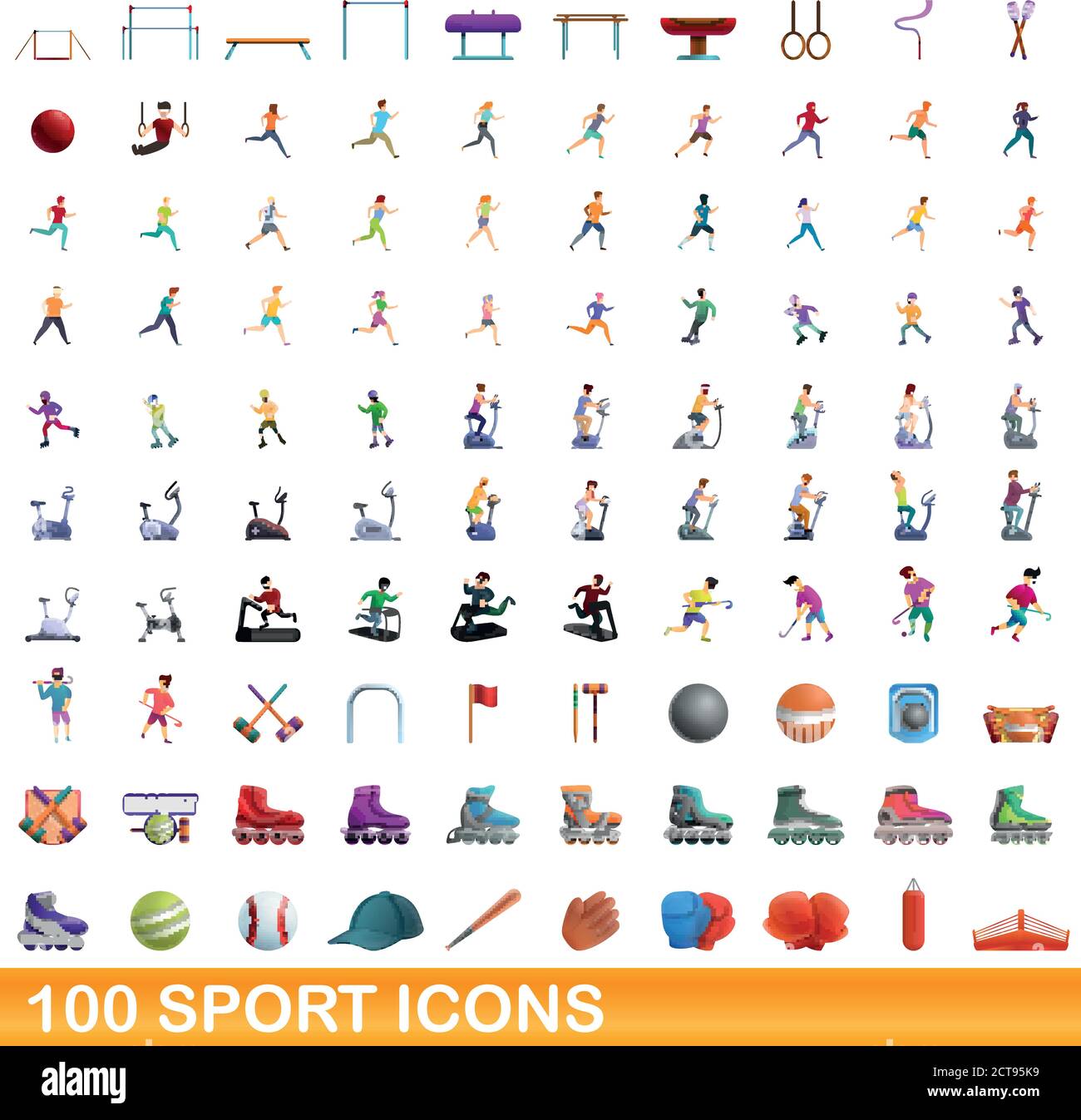 100 sport icons set. Cartoon illustration of 100 sport icons vector set ...