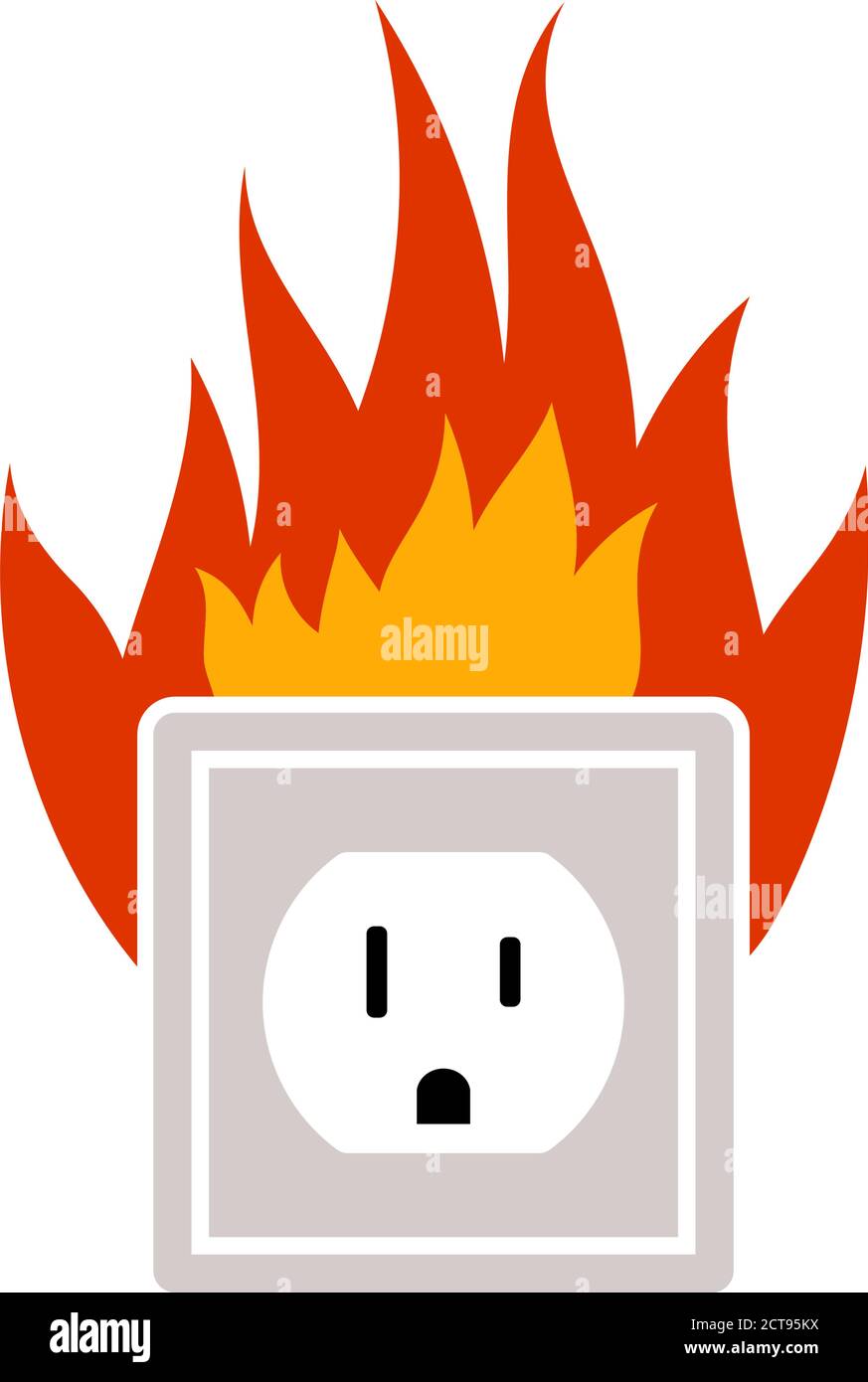 Electric Outlet Fire Icon. Flat Color Design. Vector Illustration Stock ...