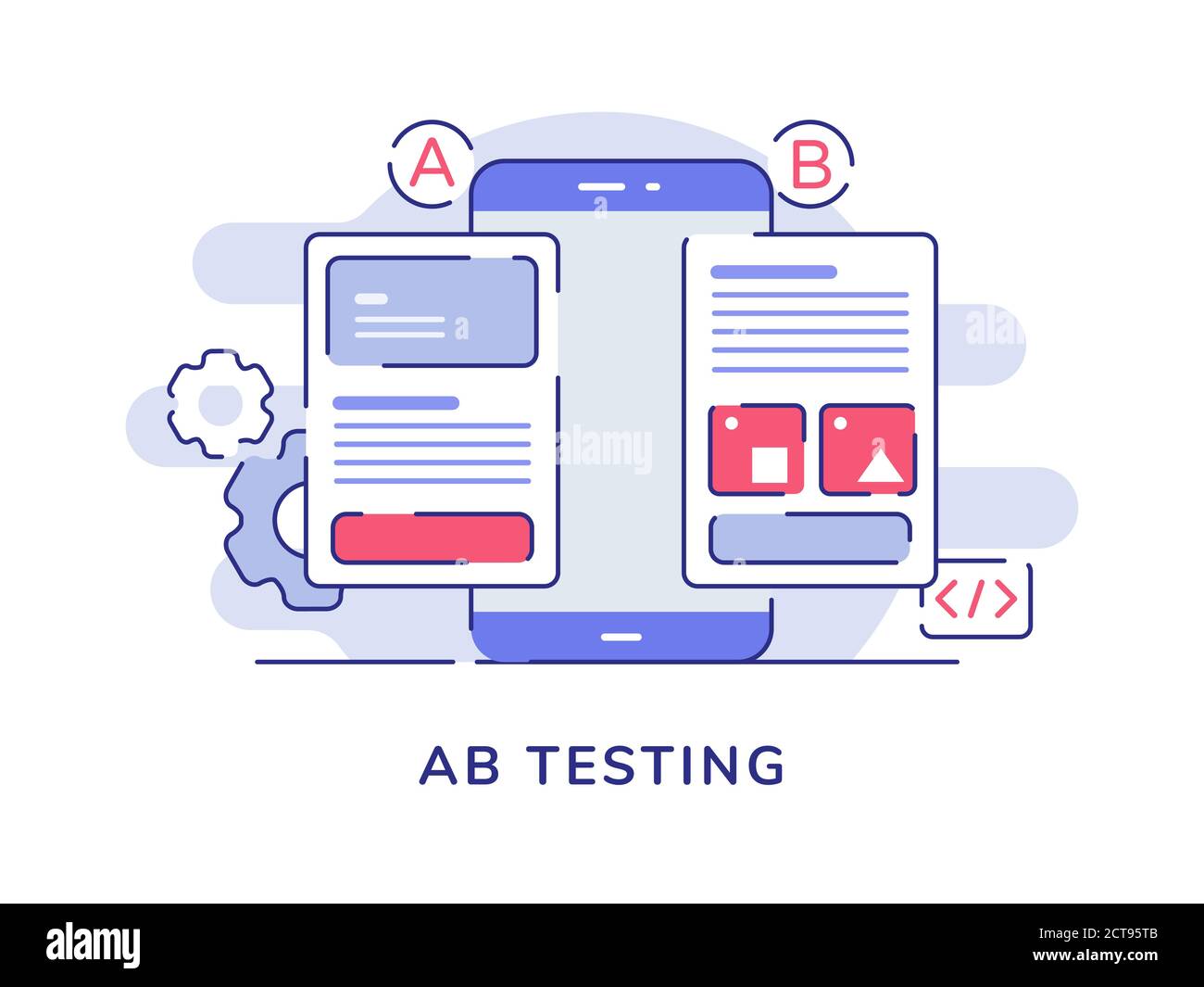 AB testing concept A B comparison split wireframe application on ...