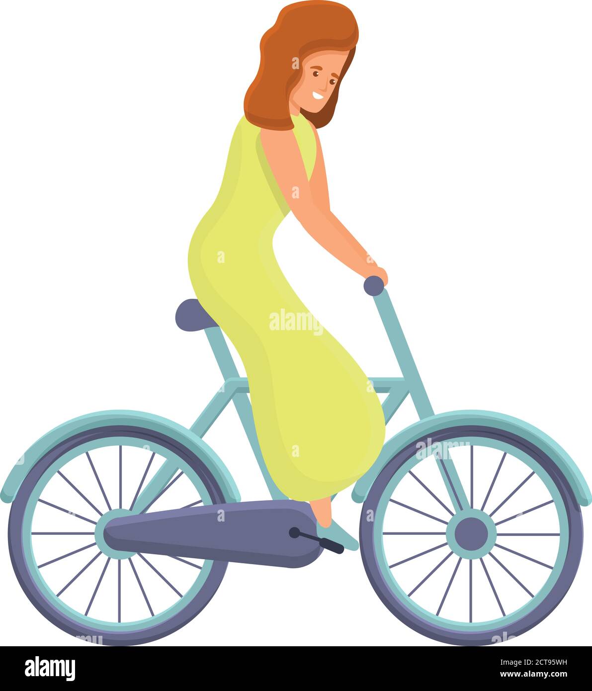 Mother ride bike icon. Cartoon of mother ride bike vector icon for web design isolated on white ...