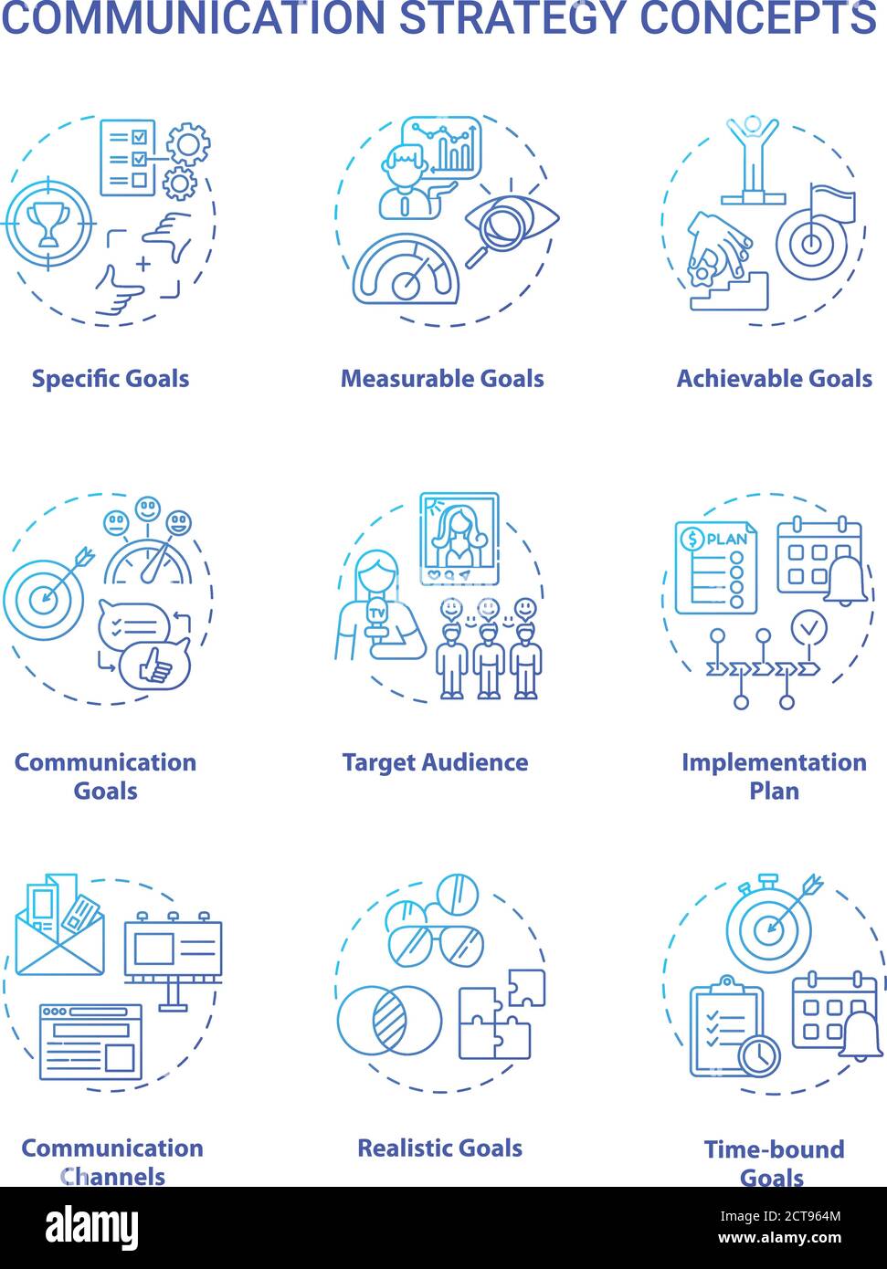 Communication strategy concept icons set Stock Vector Image & Art - Alamy